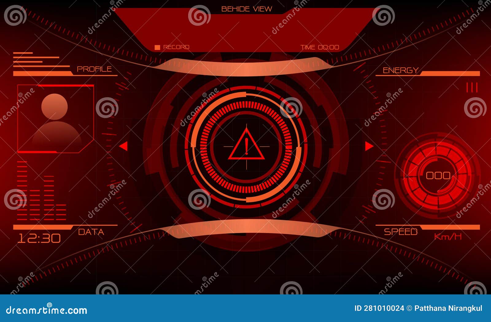 HUD Sci-fi Interface Screen Danger Warning View Design Virtual Reality ...