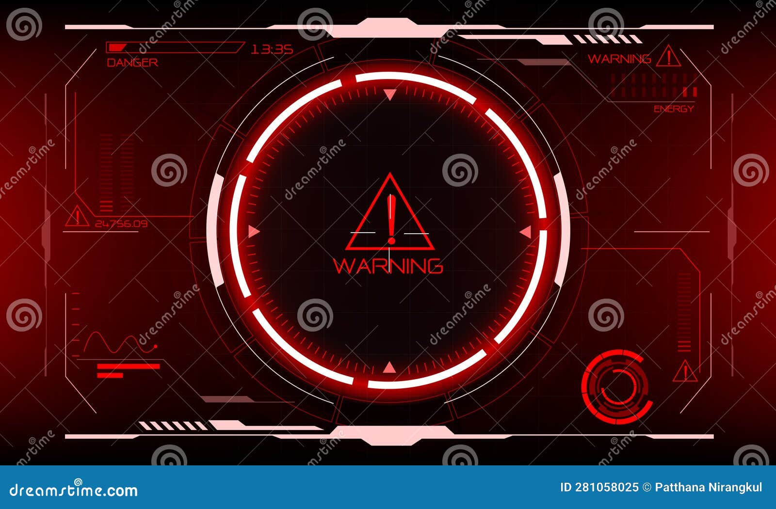 HUD Sci-fi Interface Screen Danger Warning View Design Virtual Reality ...