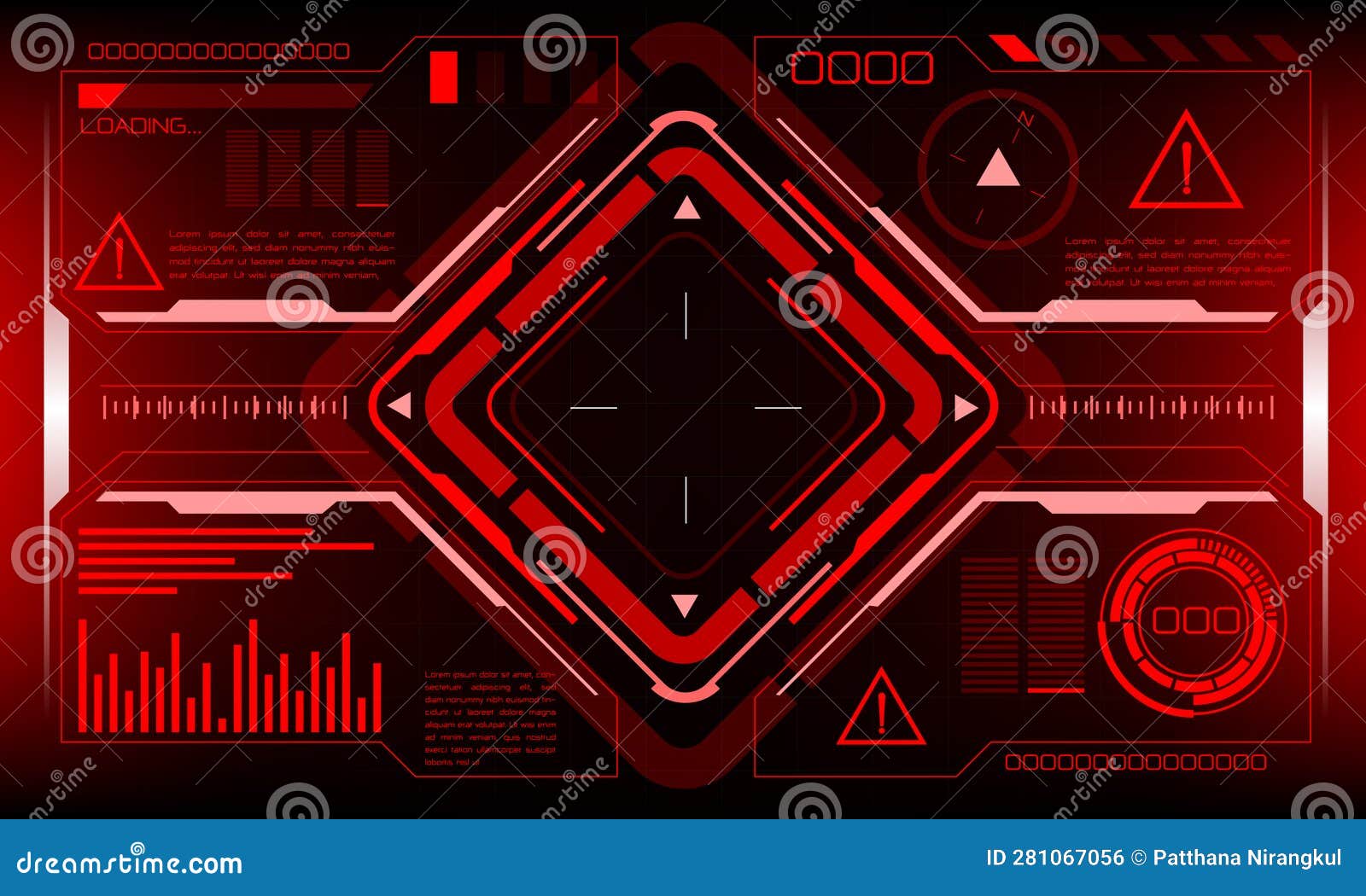 HUD Sci-fi Interface Screen Danger Warning View Design Virtual Reality ...