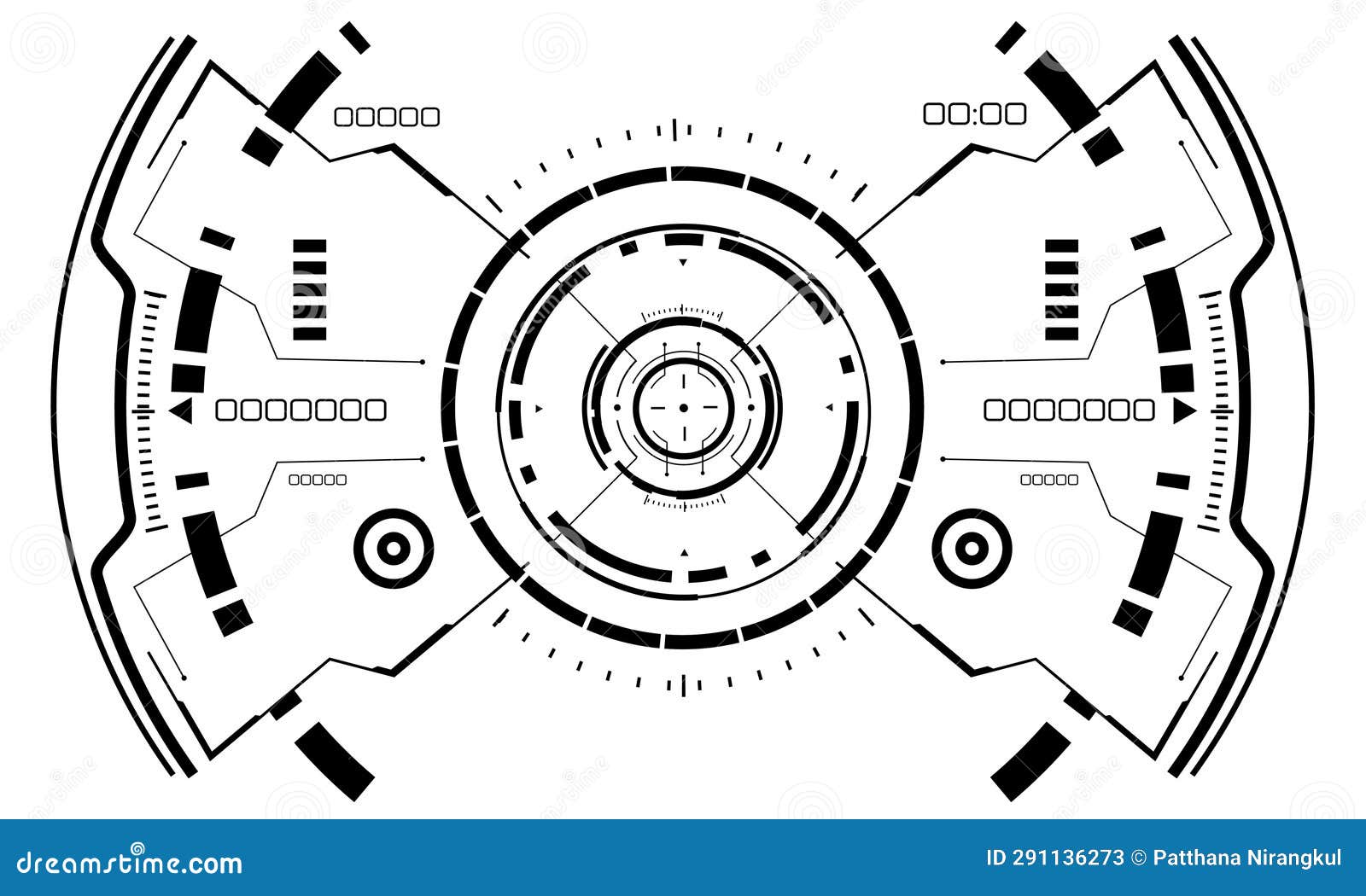 HUD Sci-fi Interface Screen View Black Geometric on White Design ...