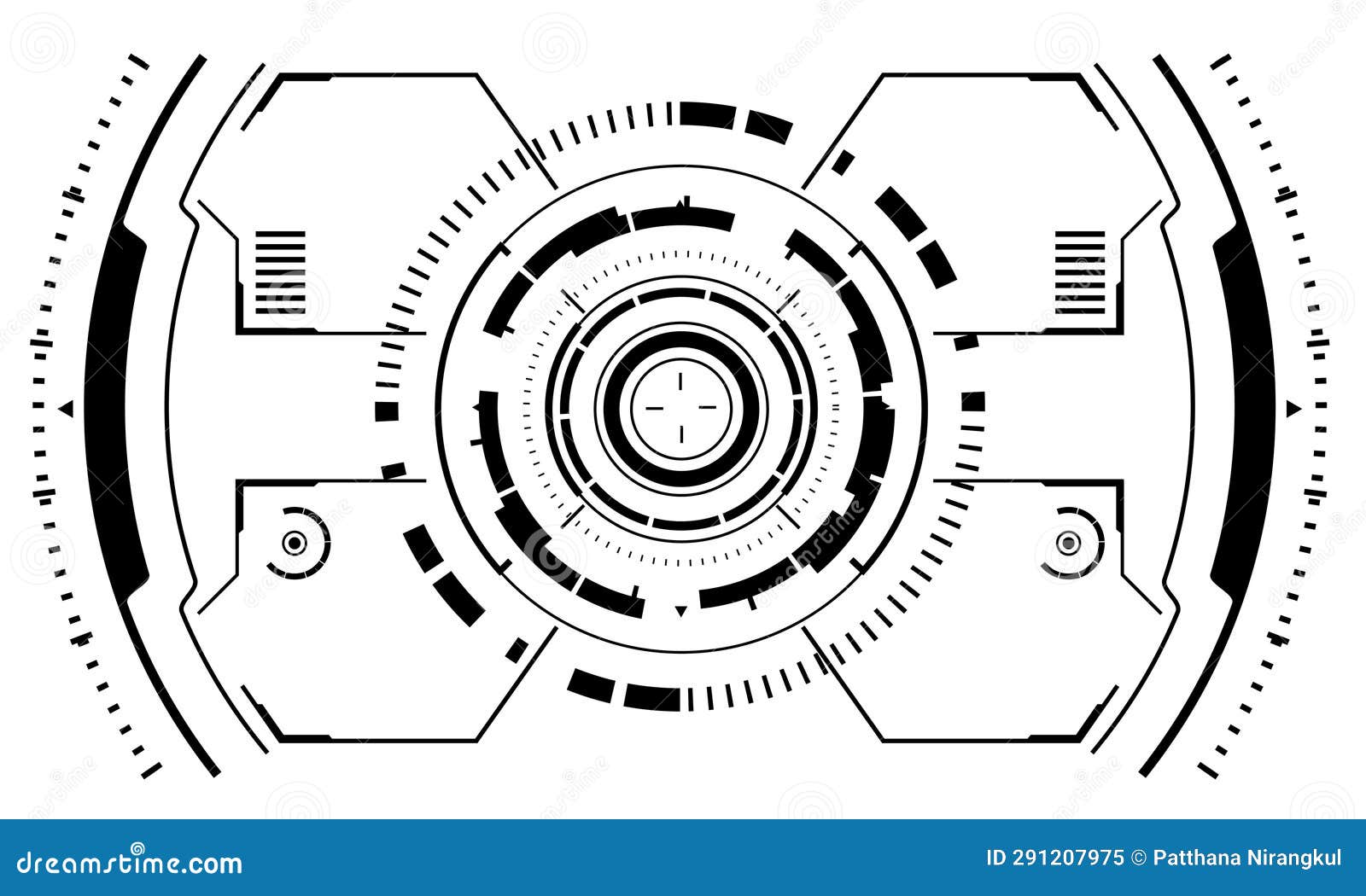 HUD Sci-fi Interface Screen View Black Geometric on White Design ...