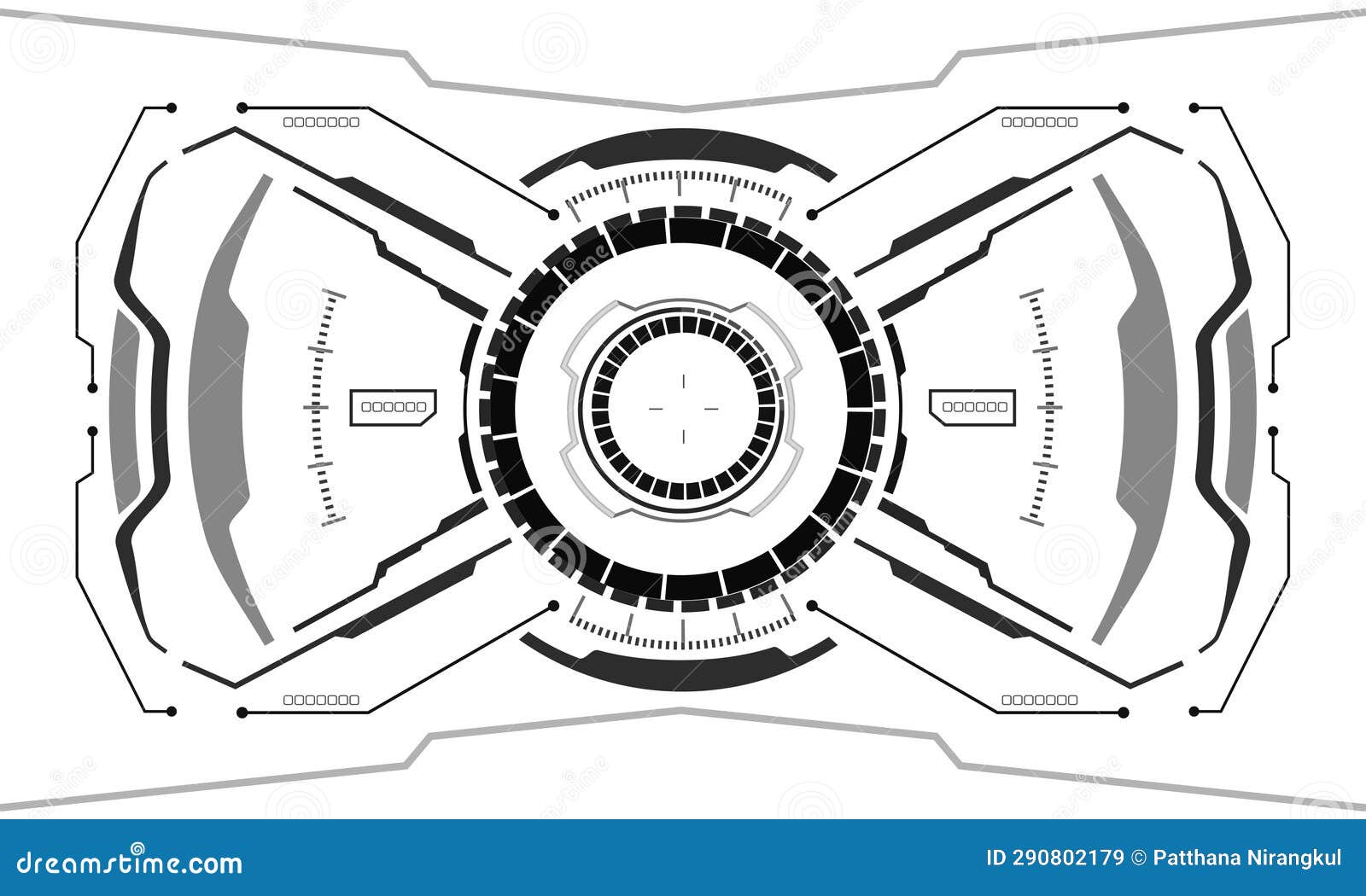 HUD Sci-fi Interface Screen View Grey Geometric on White Design Virtual ...