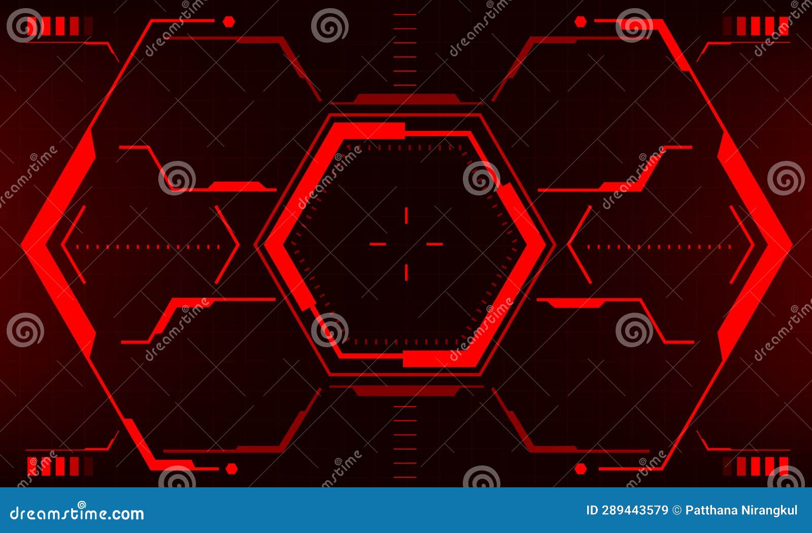 HUD Sci-fi Interface Screen View Red Hexagon Geometric Design Virtual ...