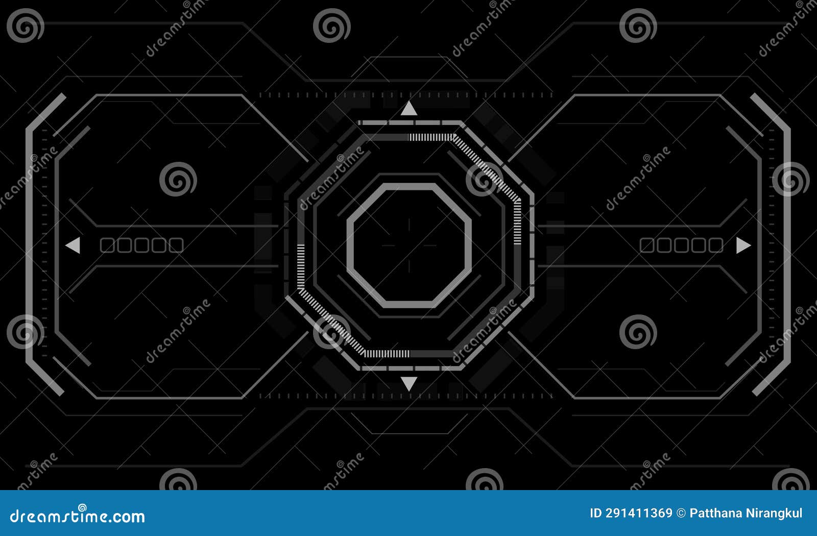 HUD Sci-fi Interface Screen View White Geometric on Black Design ...