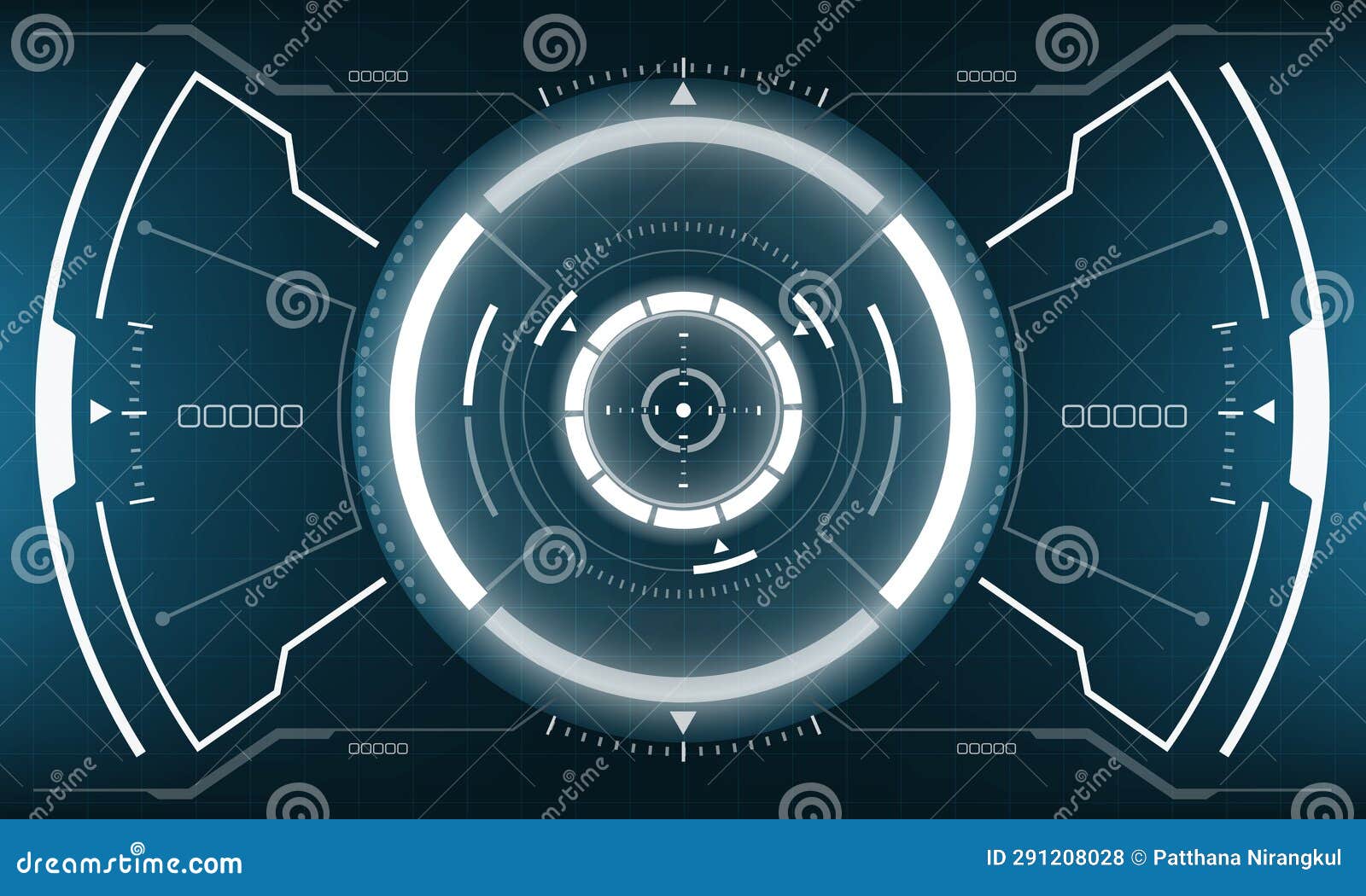 HUD Sci-fi Interface Screen View White Geometric on Blue Design Virtual Reality Futuristic ...