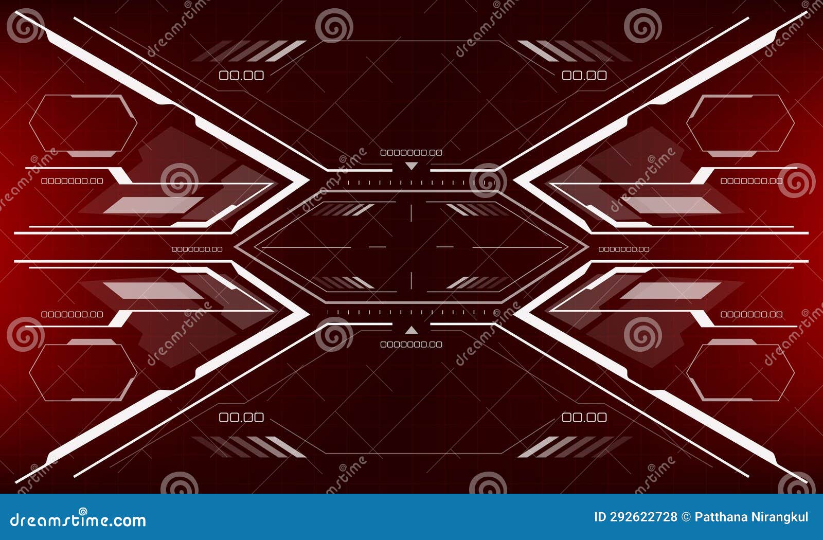 HUD Sci-fi Interface Screen View White Geometric on Red Design Virtual ...