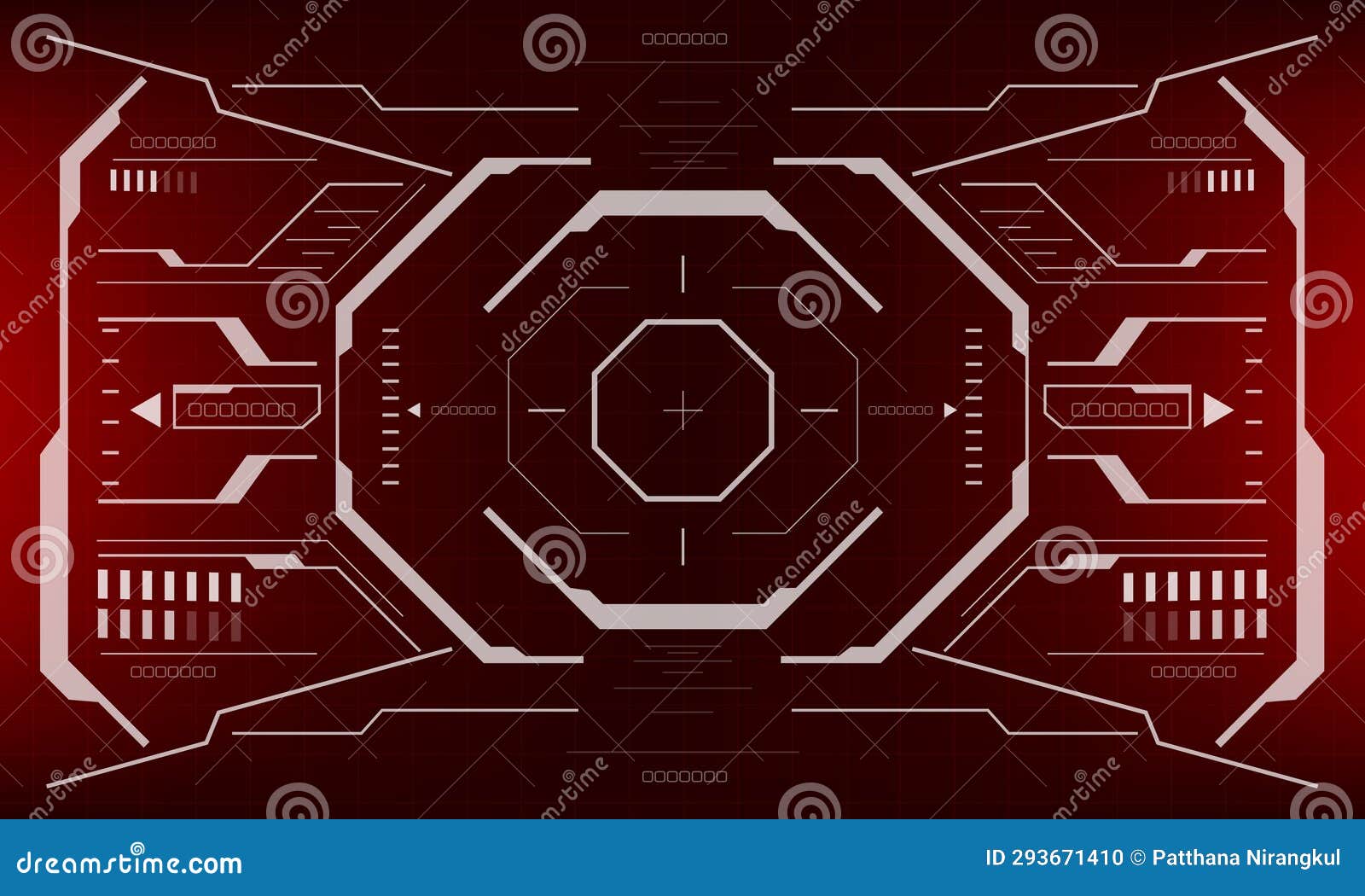 HUD Sci-fi Interface Screen View White Geometric on Red Design Virtual ...