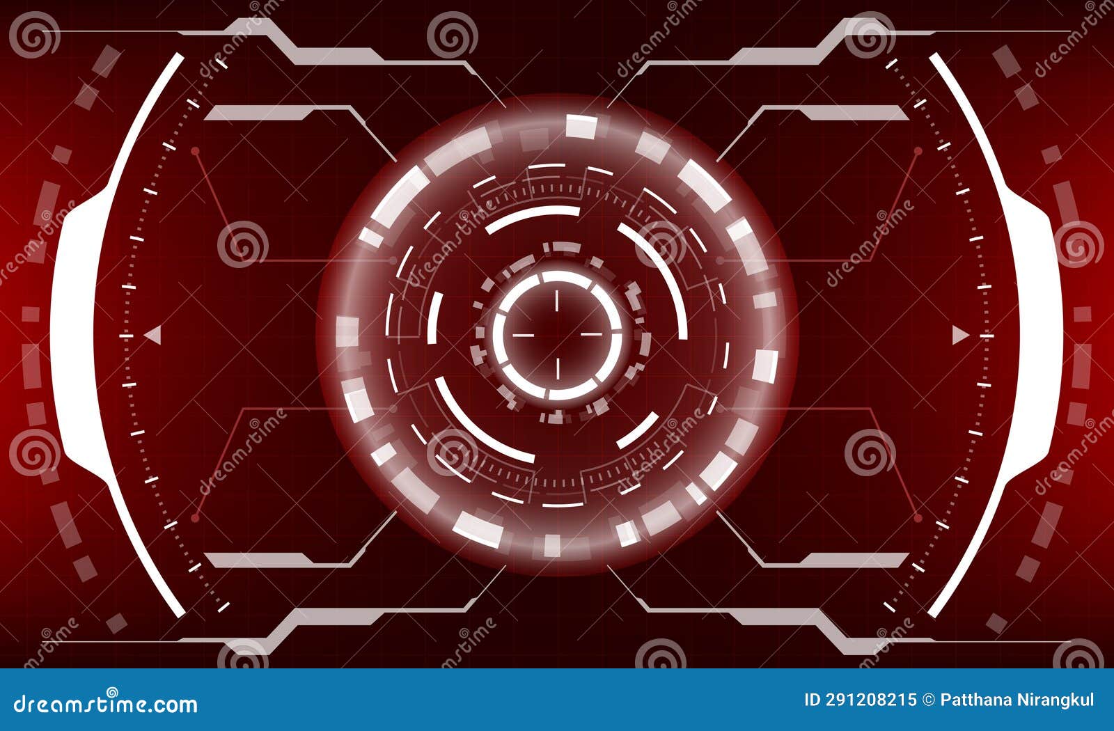 HUD Sci-fi Interface Screen View White Geometric on Red Design Virtual ...