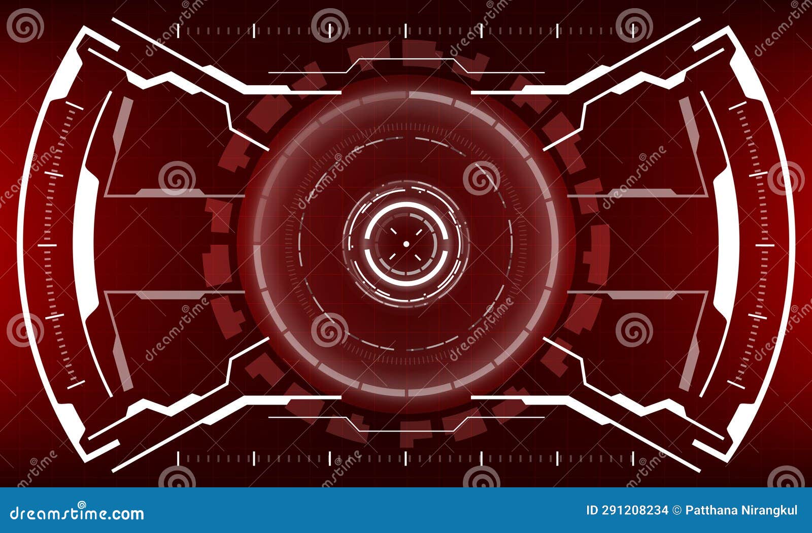 HUD Sci-fi Interface Screen View White Geometric on Red Design Virtual ...