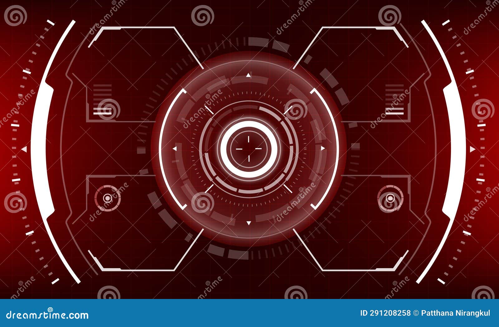 HUD Sci-fi Interface Screen View White Geometric on Red Design Virtual ...