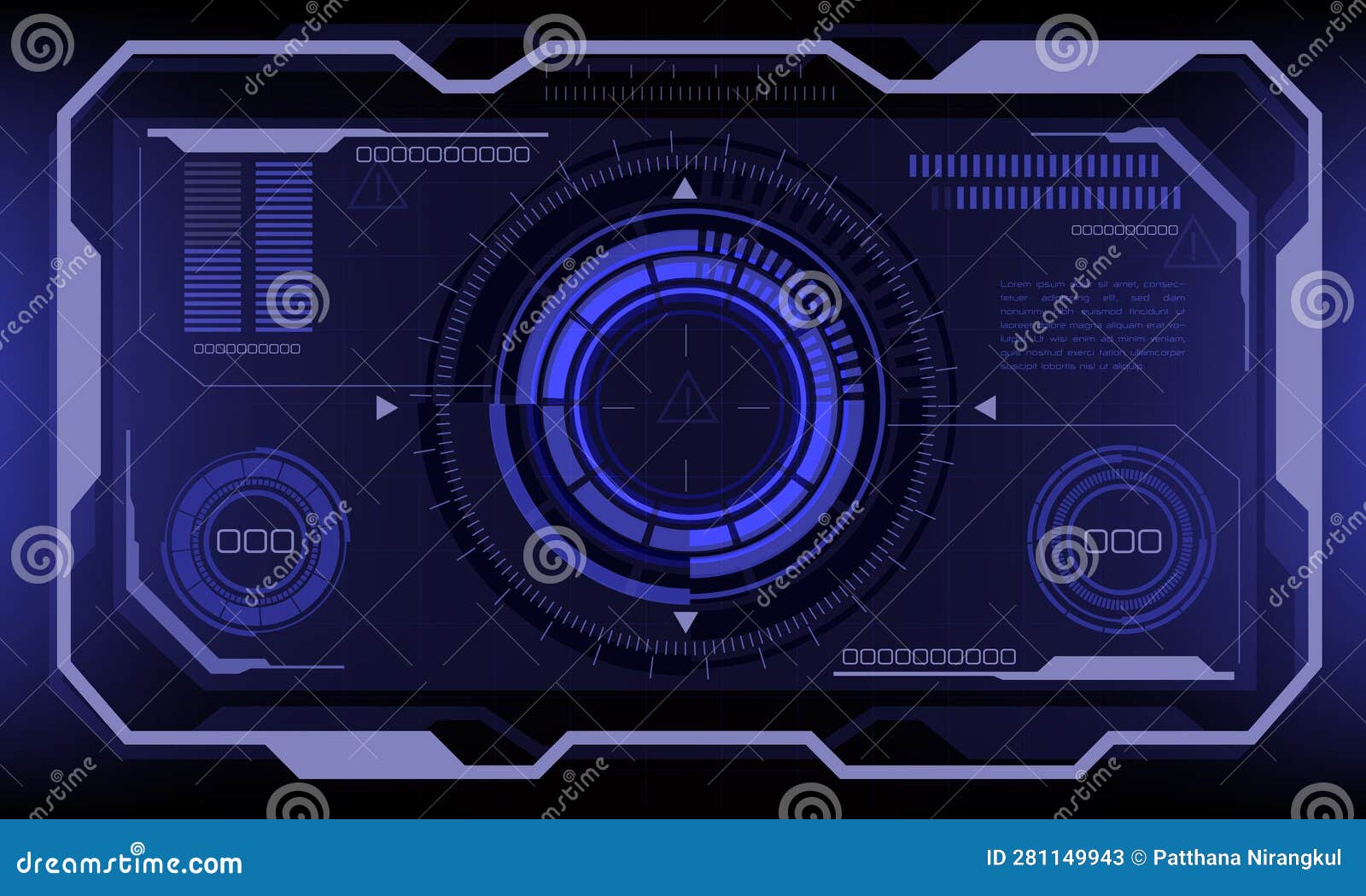 HUD Sci-fi Interface Screen Violet Danger Warning View Design Virtual ...