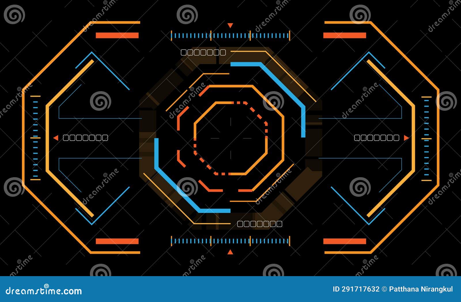 HUD Sci-fi Octagon Interface Screen View Yellow Blue Geometric Design ...