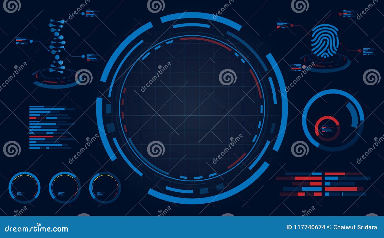 HUD Screen Display,DNA and Fingerprint Data Information Process Stock ...
