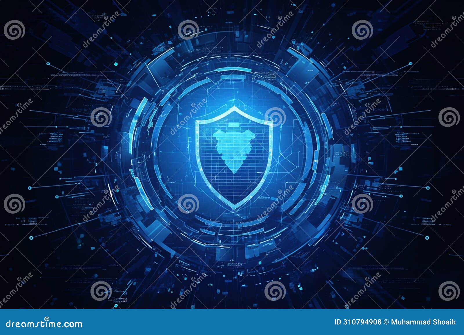 HUD and Shield Icon Symbolize Cyber Security, Data Protection Stock ...