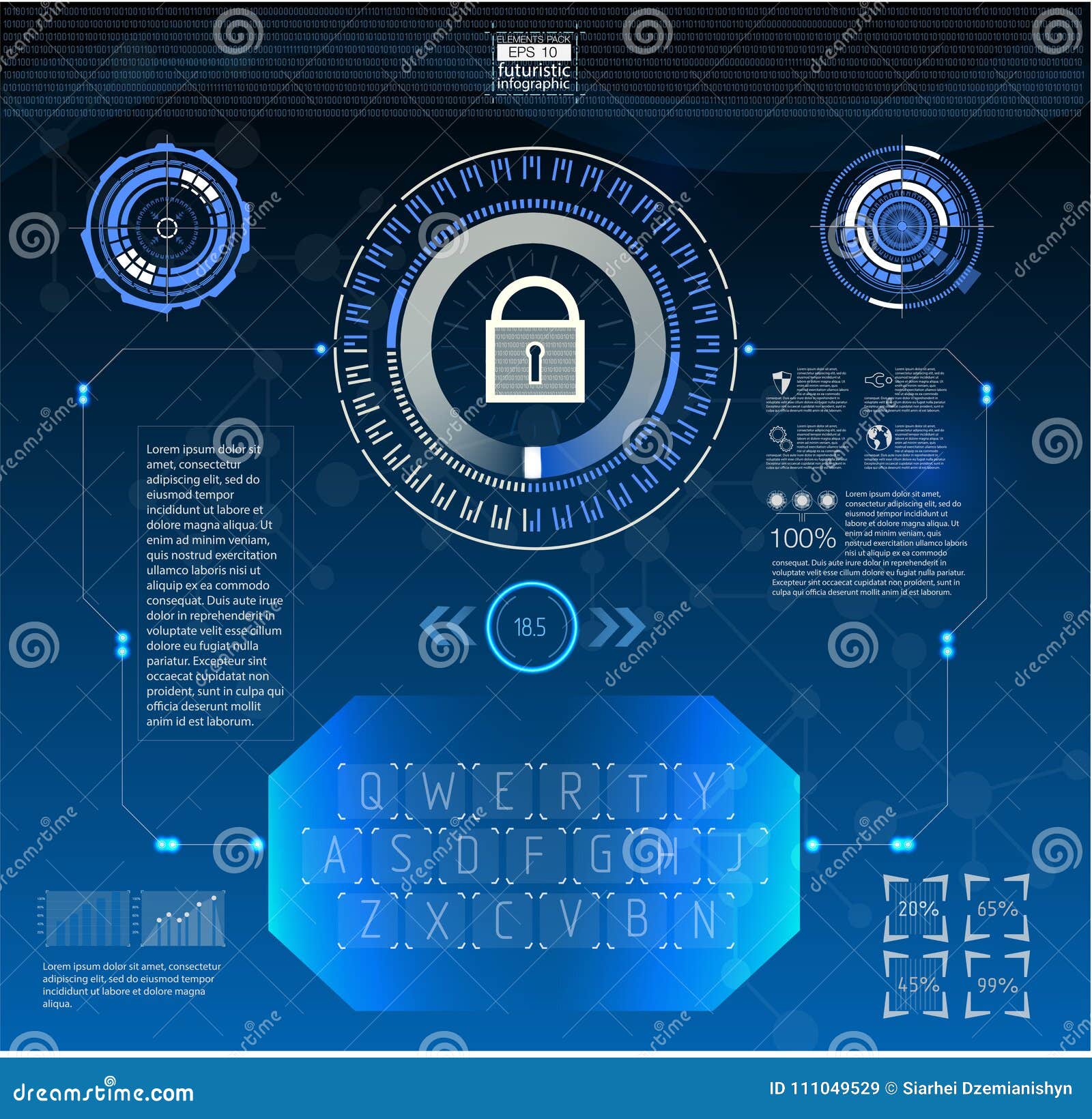 HUD Style in Network Security Vector Illustration. Stock Vector ...