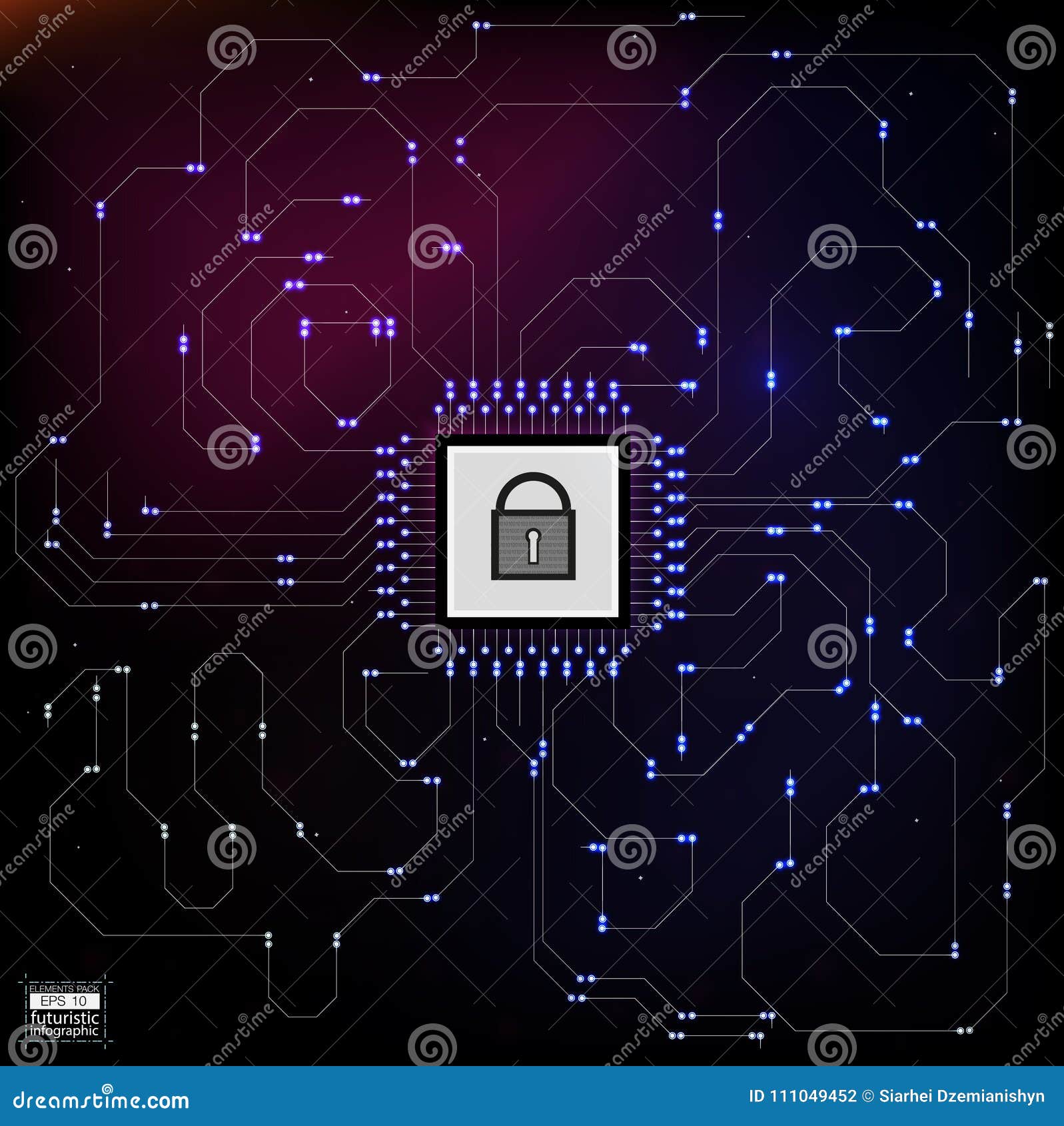 HUD Style in Network Security Vector Illustration. Stock Vector ...