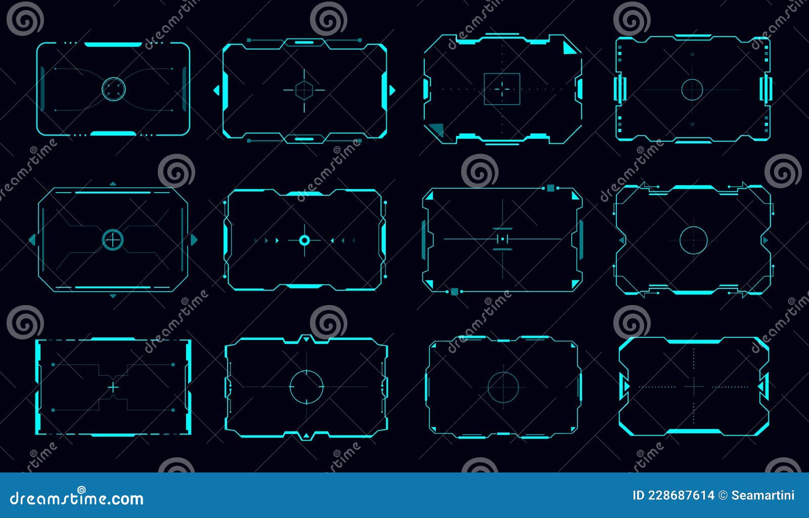 HUD Target Frames and Aim Control Panel Borders Stock Vector ...