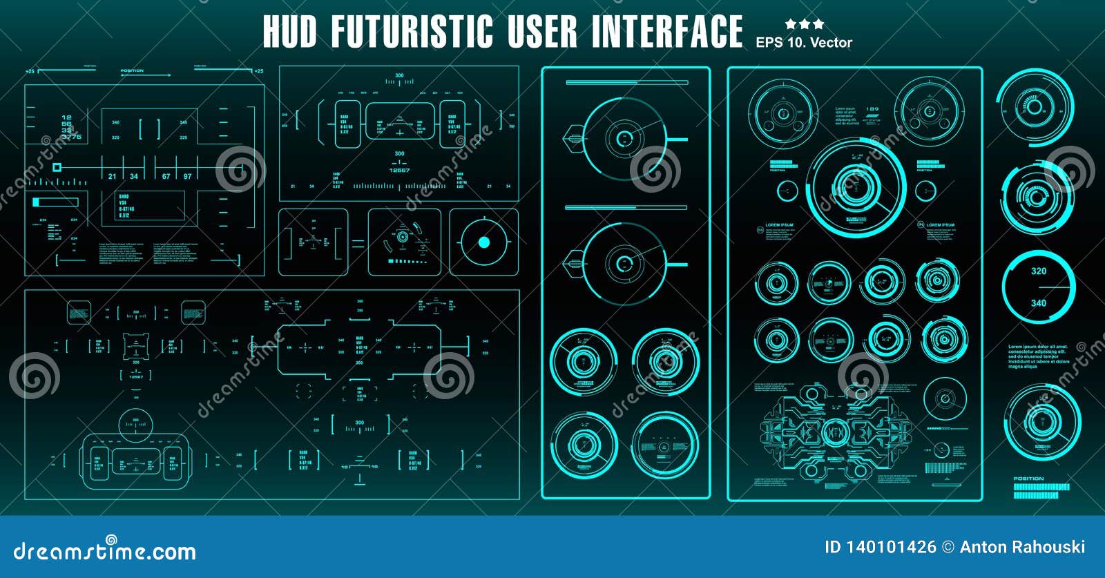 HUD Target Set Green Futuristic User Interface. Dashboard Display ...