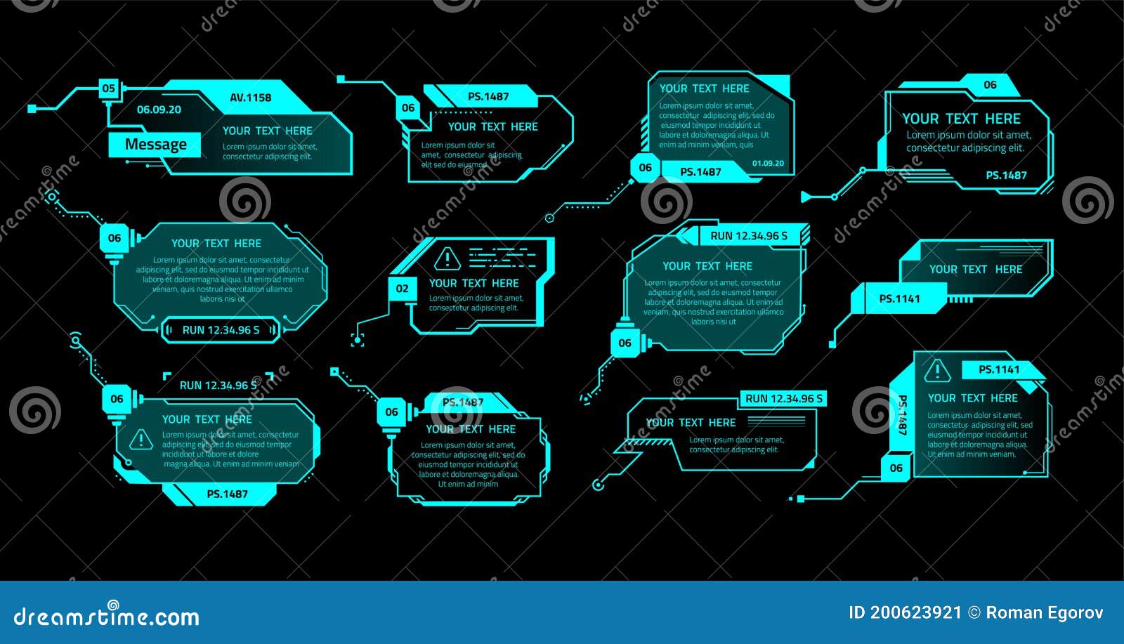 HUD Text Banners. Futuristic Computer Video Games Interface Elements ...