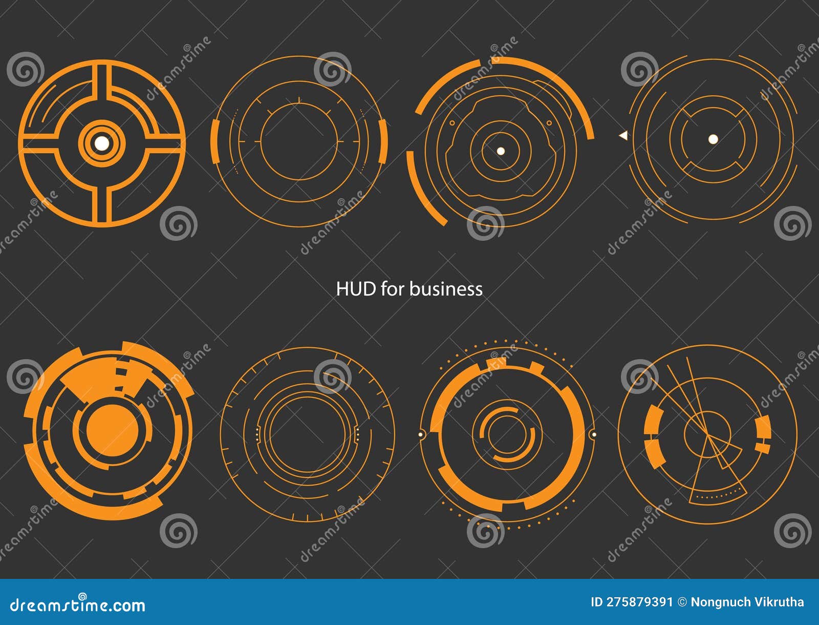 HUD UI for Business Set. Futuristic User Interface Stock Vector, HUD Round Frames Aim Control ...