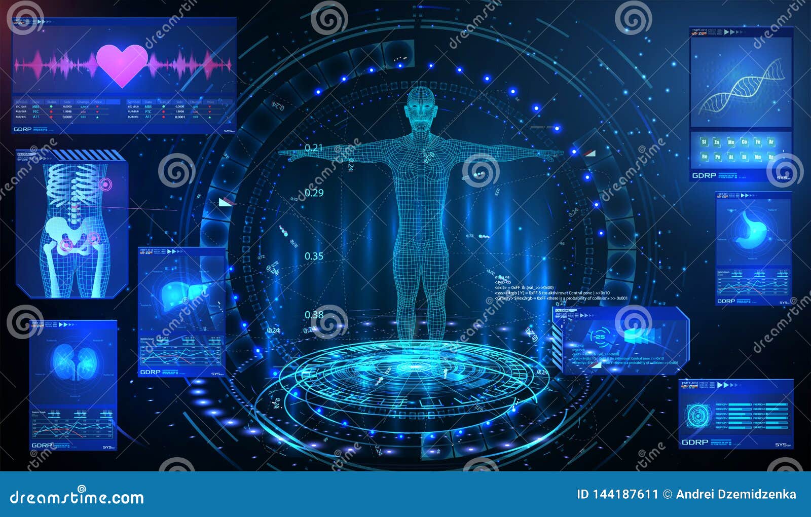 HUD UI GUI Element Ui Medical Examination. Display a Set of Virtual ...