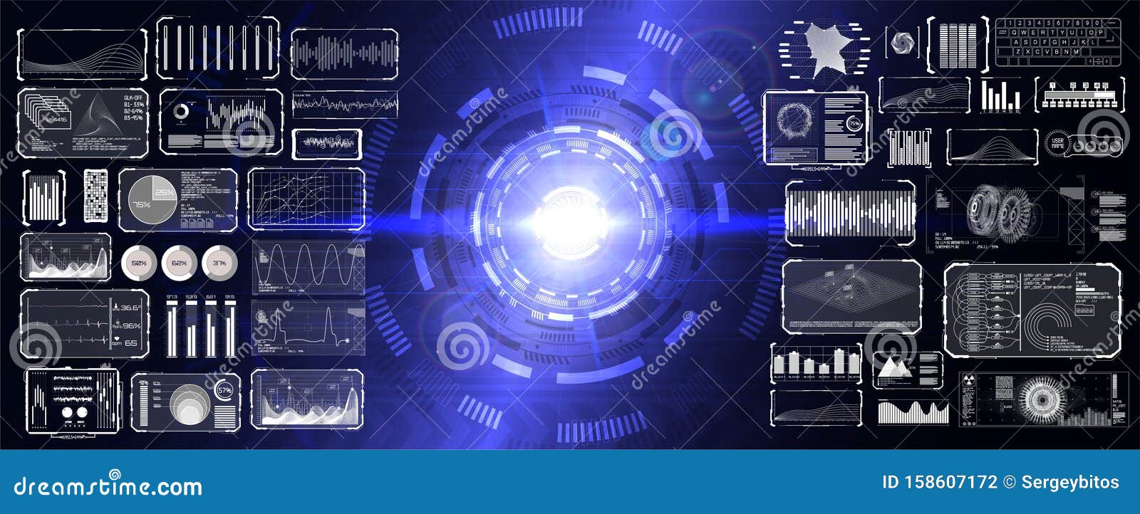 HUD UI GUI Elements Set Pack Stock Vector - Illustration of graphic ...