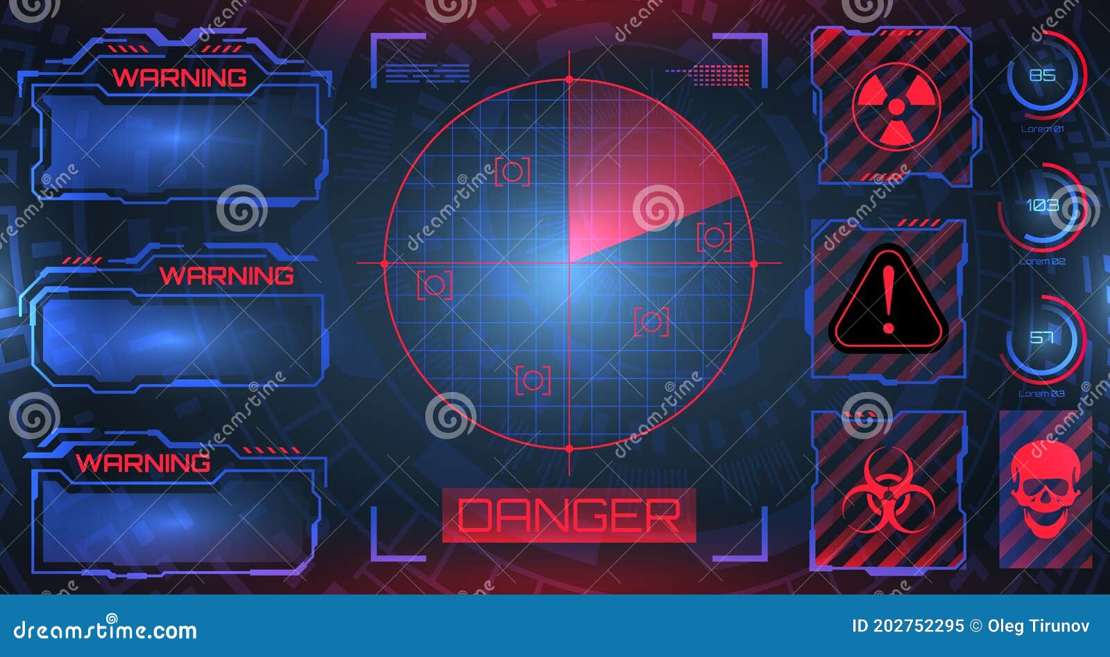 HUD, UI, GUI Futuristic Frames User Interface. Warning, Danger Elements ...