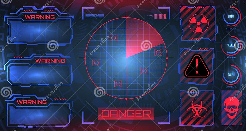 HUD, UI, GUI Futuristic Frames User Interface. Warning, Danger Elements Stock Illustration ...