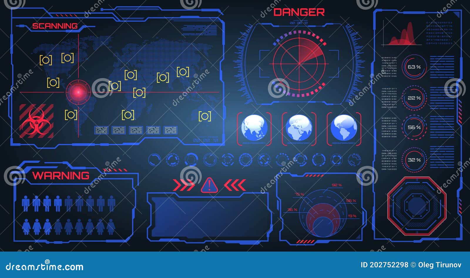 HUD, UI, GUI Futuristic Frames User Interface. Warning, Danger Elements Stock Illustration ...