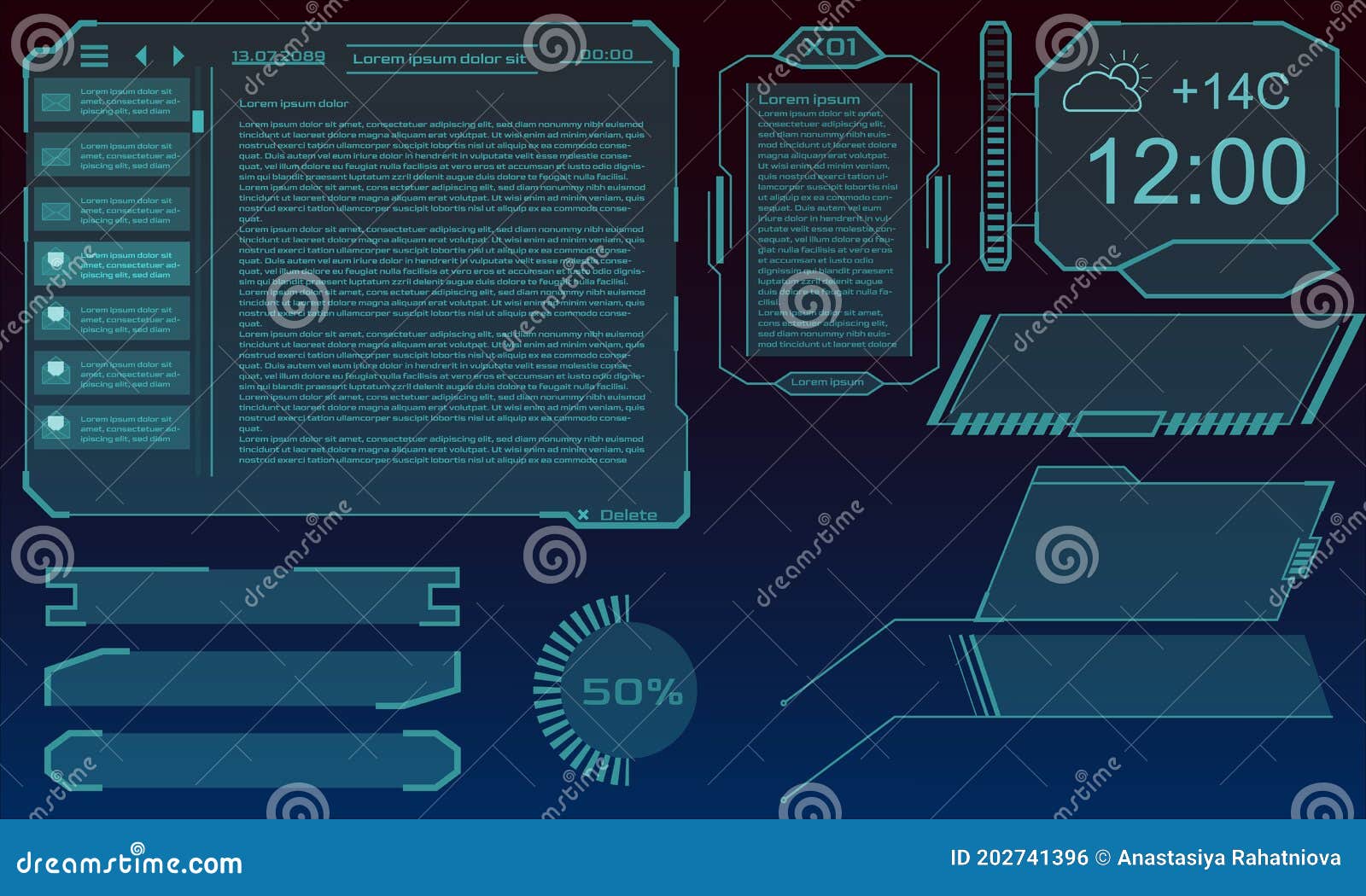 HUD And UI Vector Elements. Futuristic User Interface With Graphs And ...
