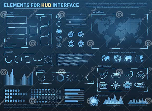 HUD User Interface with Vector Elements. Stock Vector - Illustration of ...