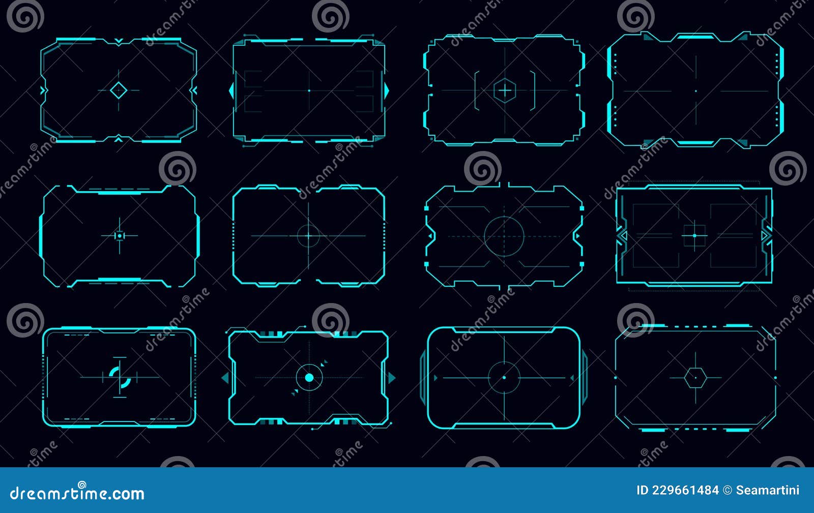 HUD Frames of Aim Control Panel and Target Screen Stock Illustration ...