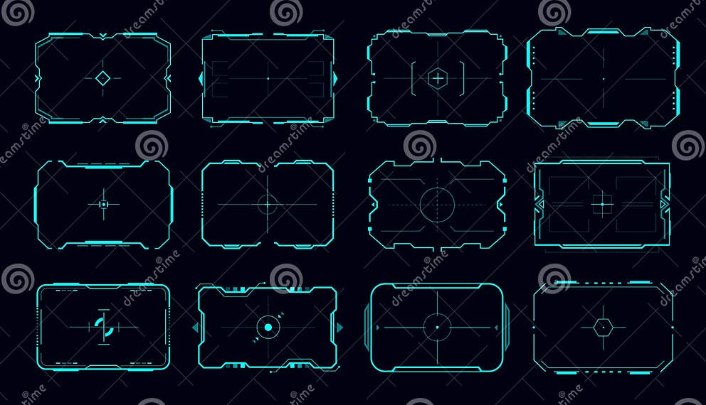 HUD Frames of Aim Control Panel and Target Screen Stock Illustration - Illustration of user ...