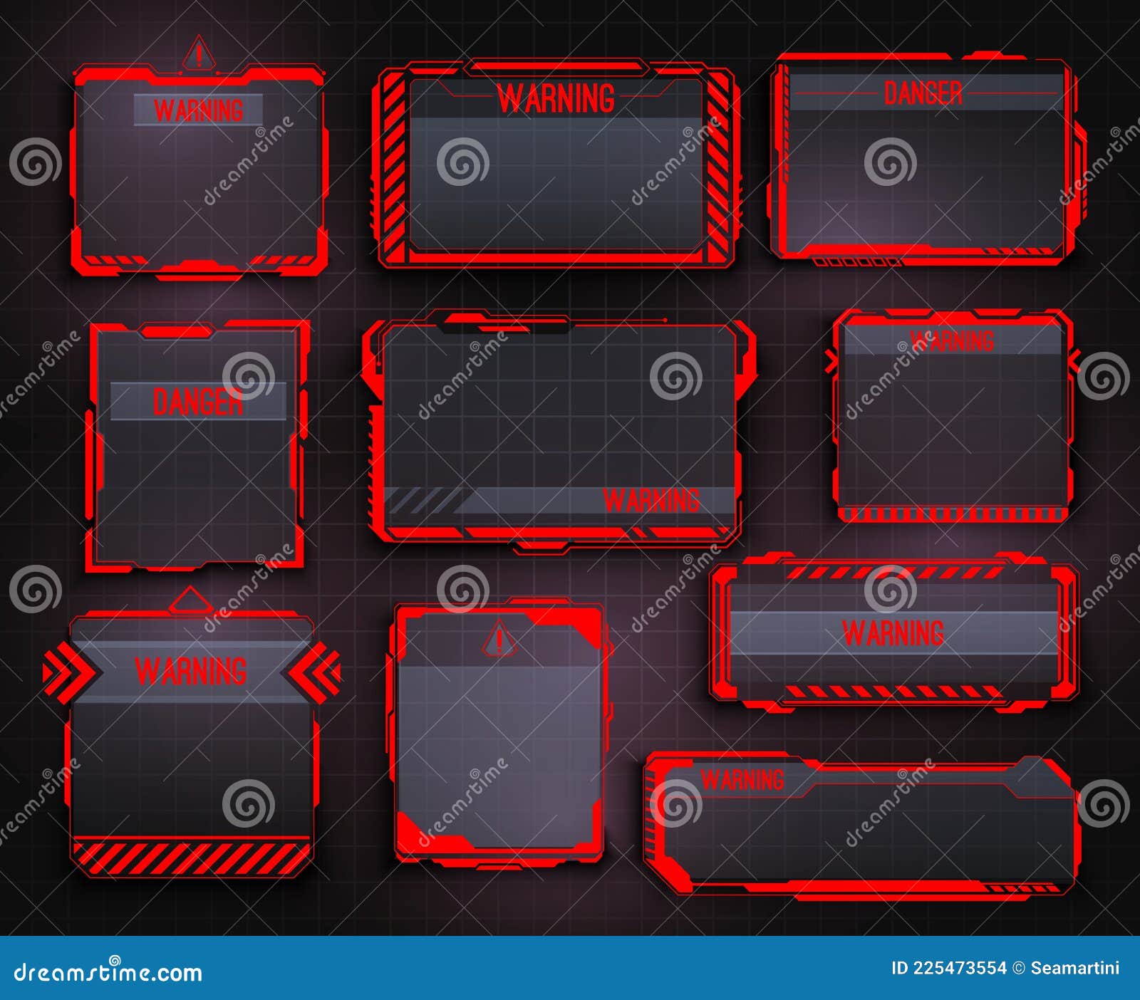 HUD Warning Display, Danger Alert Info Frames Stock Vector ...