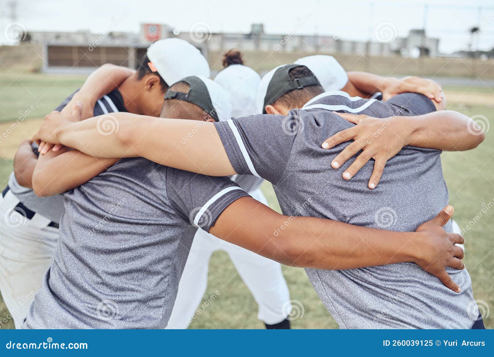 Huddle, Baseball Teamwork and Team on Baseball Field Ready for Game ...
