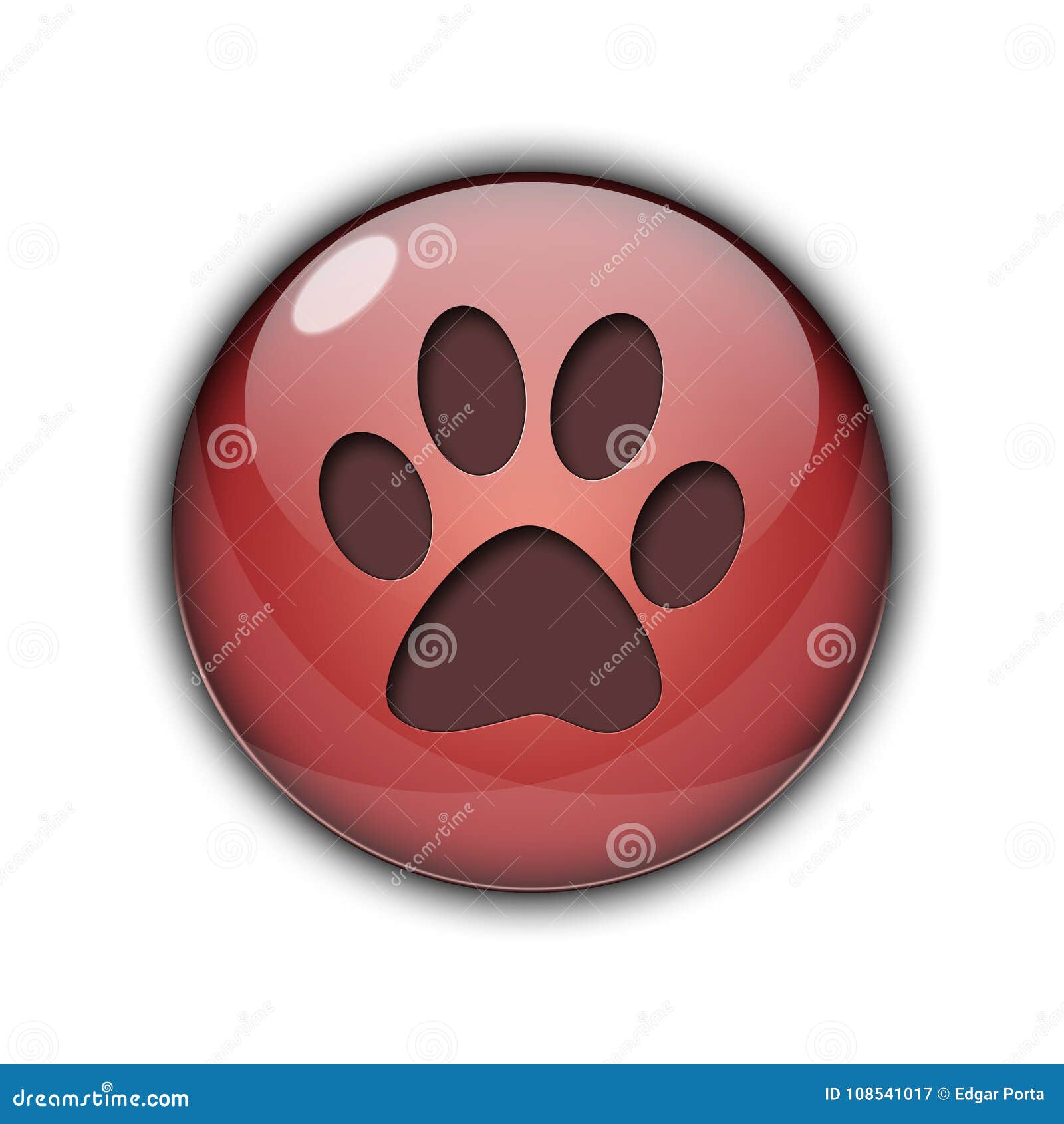 Huella Del Icono Del Color Rojo Del Perro Stock de ilustración ...