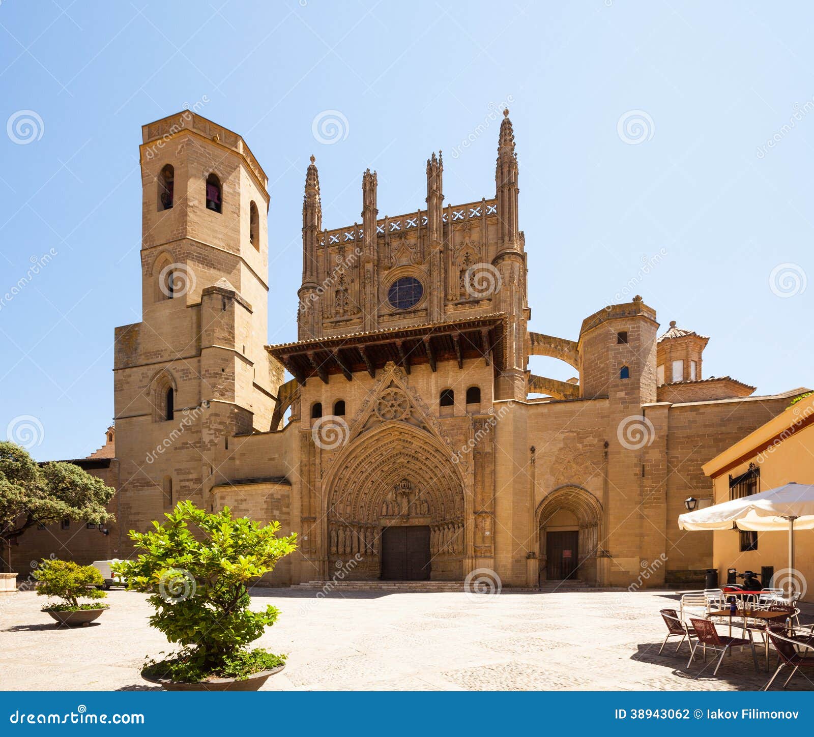 Huesca Cathedral in Sunny Day Stock Photo - Image of building, aragon ...