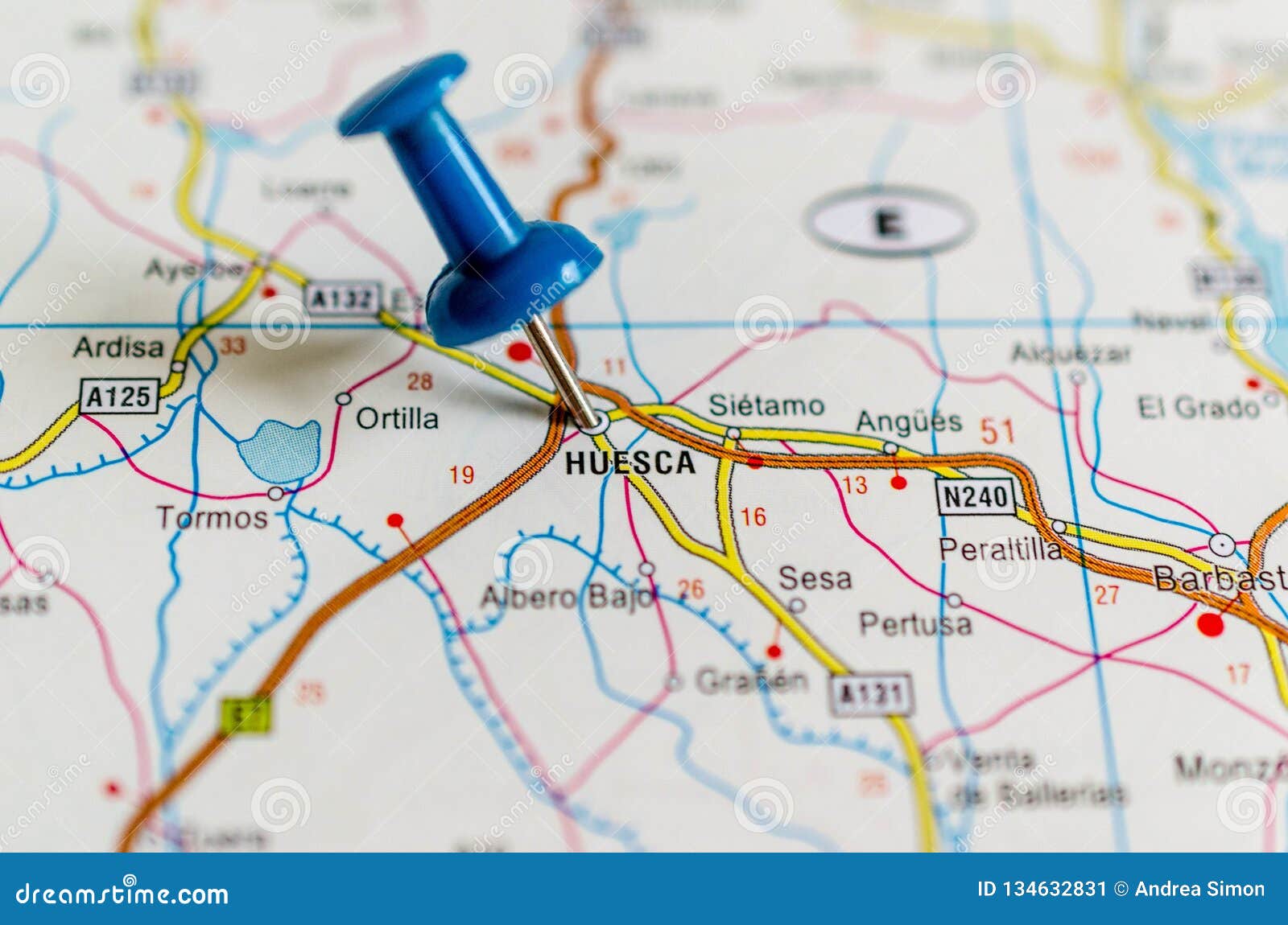 Huesca en mapa imagen de archivo. Imagen de papel, correspondencias ...
