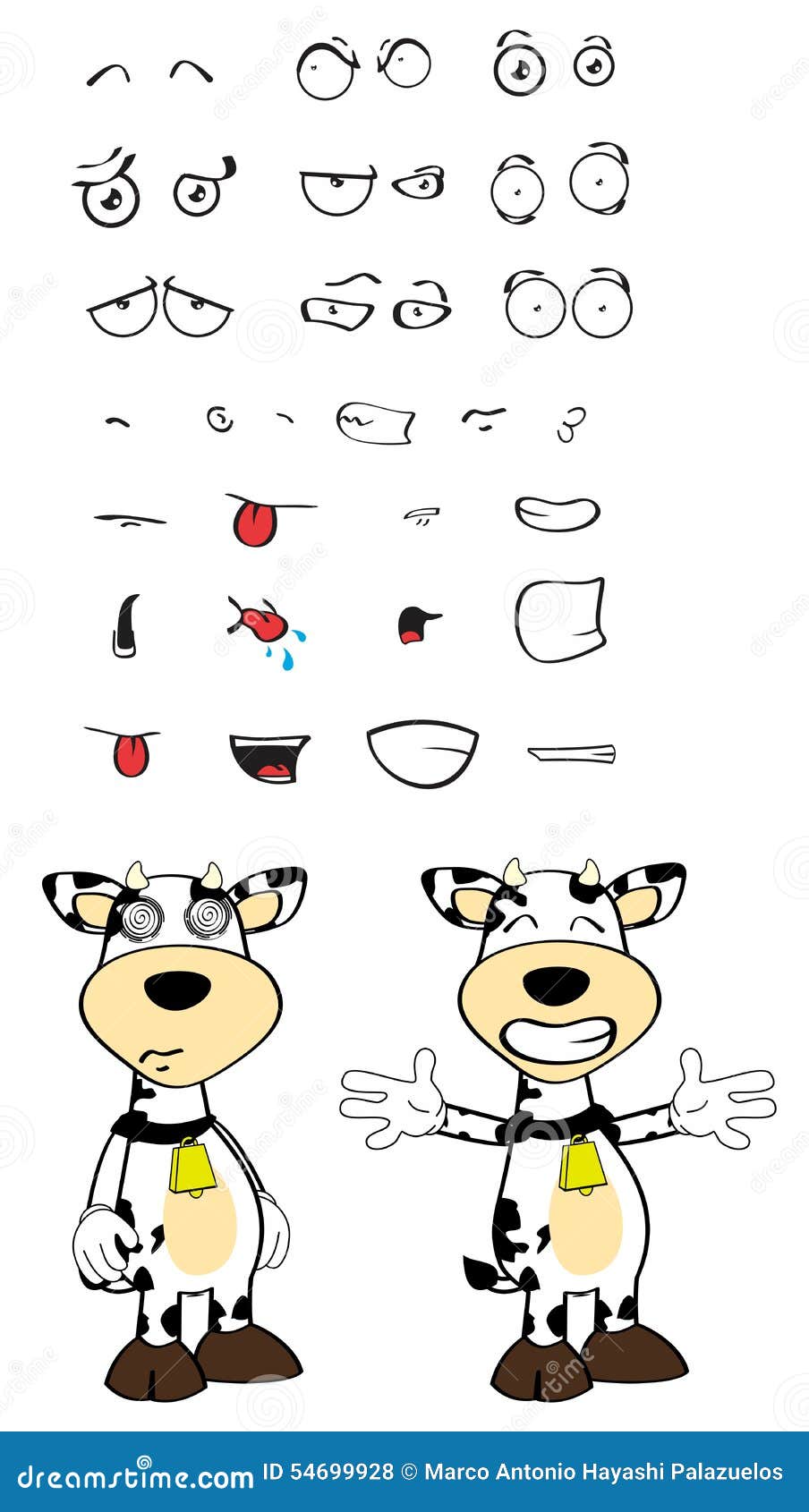 Hug Cow Cartoon Expressions Set Stock Vector - Illustration of pack ...