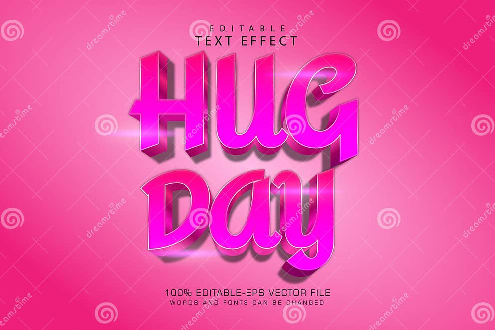 Hug Day Editable Text Effect 3 Dimension Modern Style Stock Vector ...