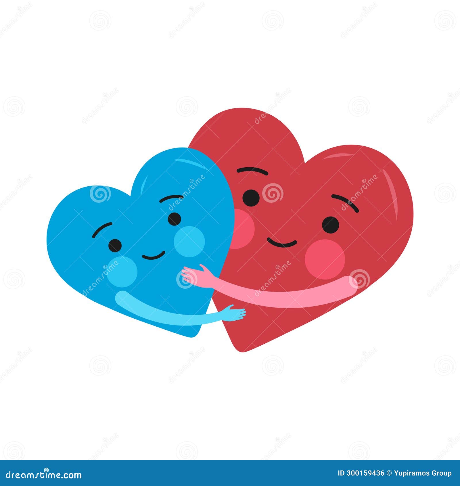 Hug Day Illustration with Hearts Hugging Each Other Stock Illustration ...