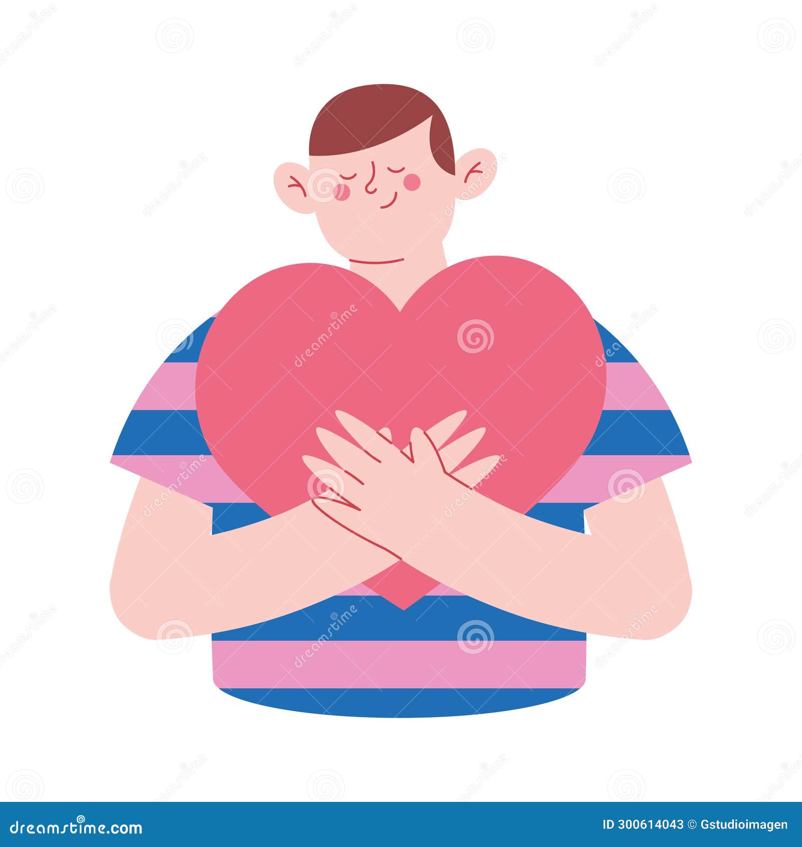 Hug Day Illustration of Man Hugging a Heart Stock Illustration ...