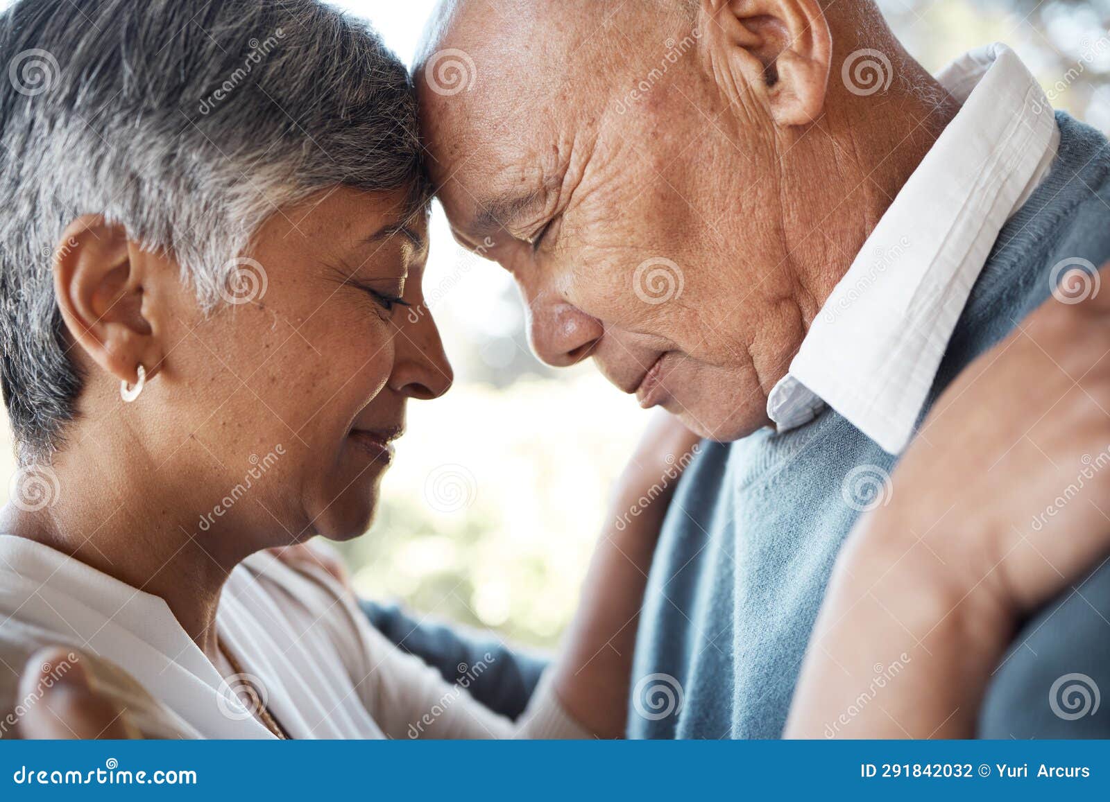 Hug Forehead And Senior Couple With Love Marriage And Retirement With