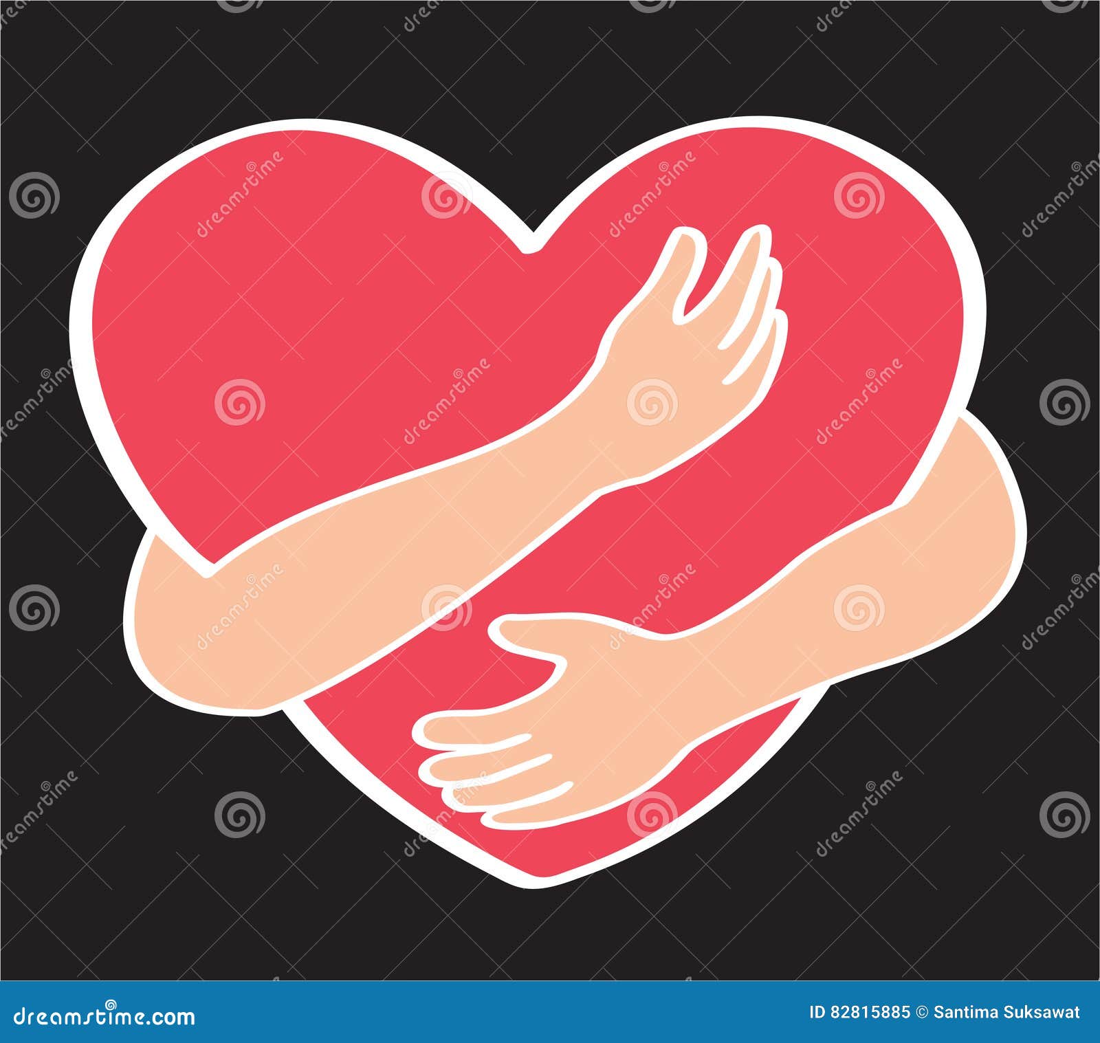 Hug the Heart , Love Yourself Symbol Stock Vector - Illustration of ...