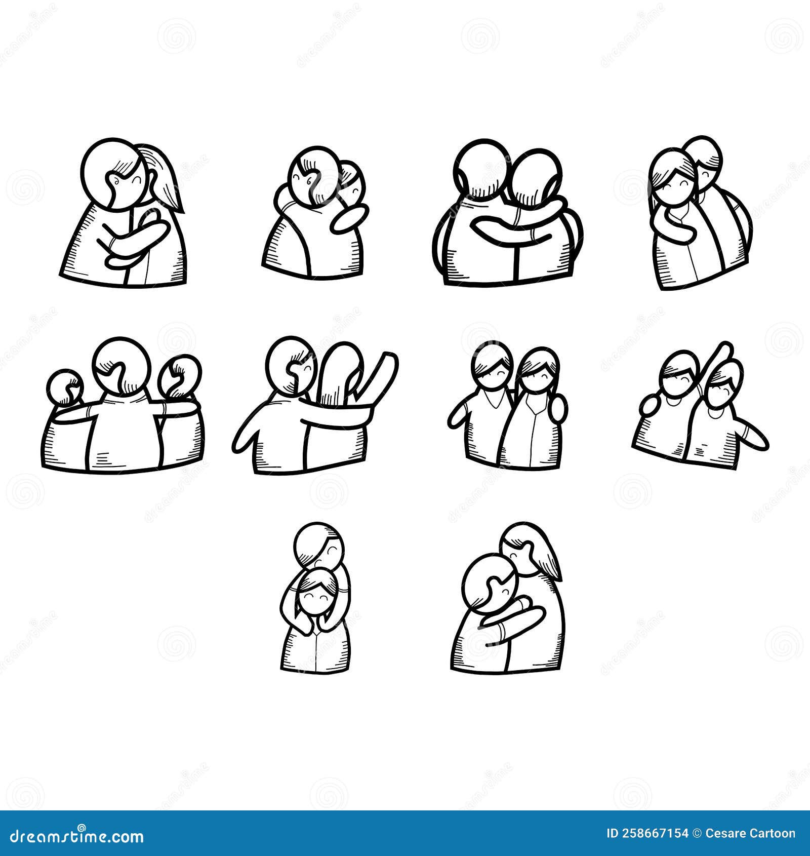 Hug icon set stock vector. Illustration of flat, simple - 258667154