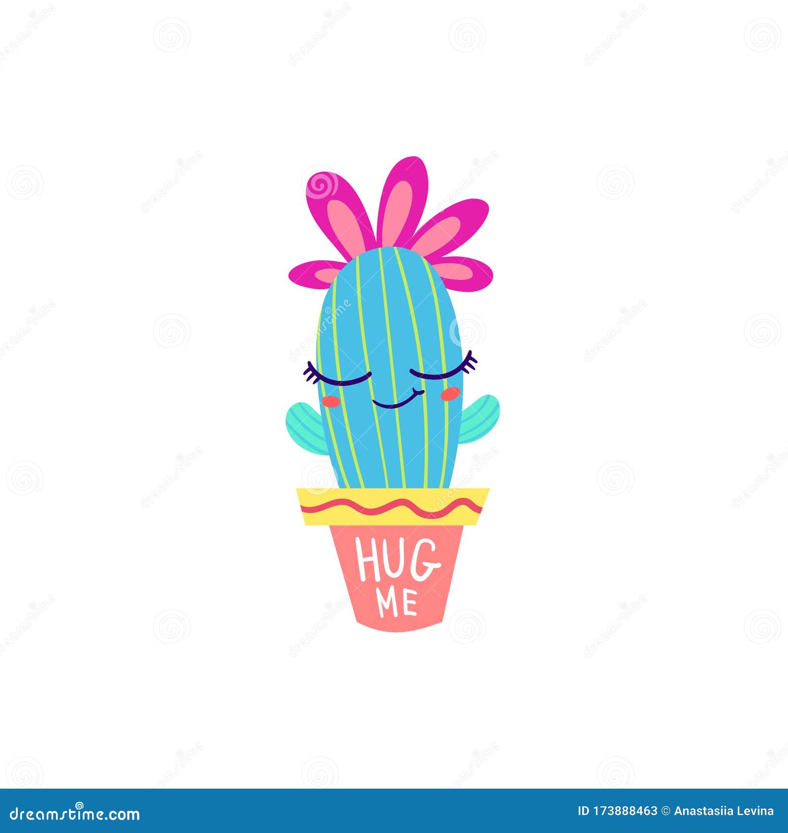 Adorable Cactus Character Hug Me Stock Vector - Illustration of ...