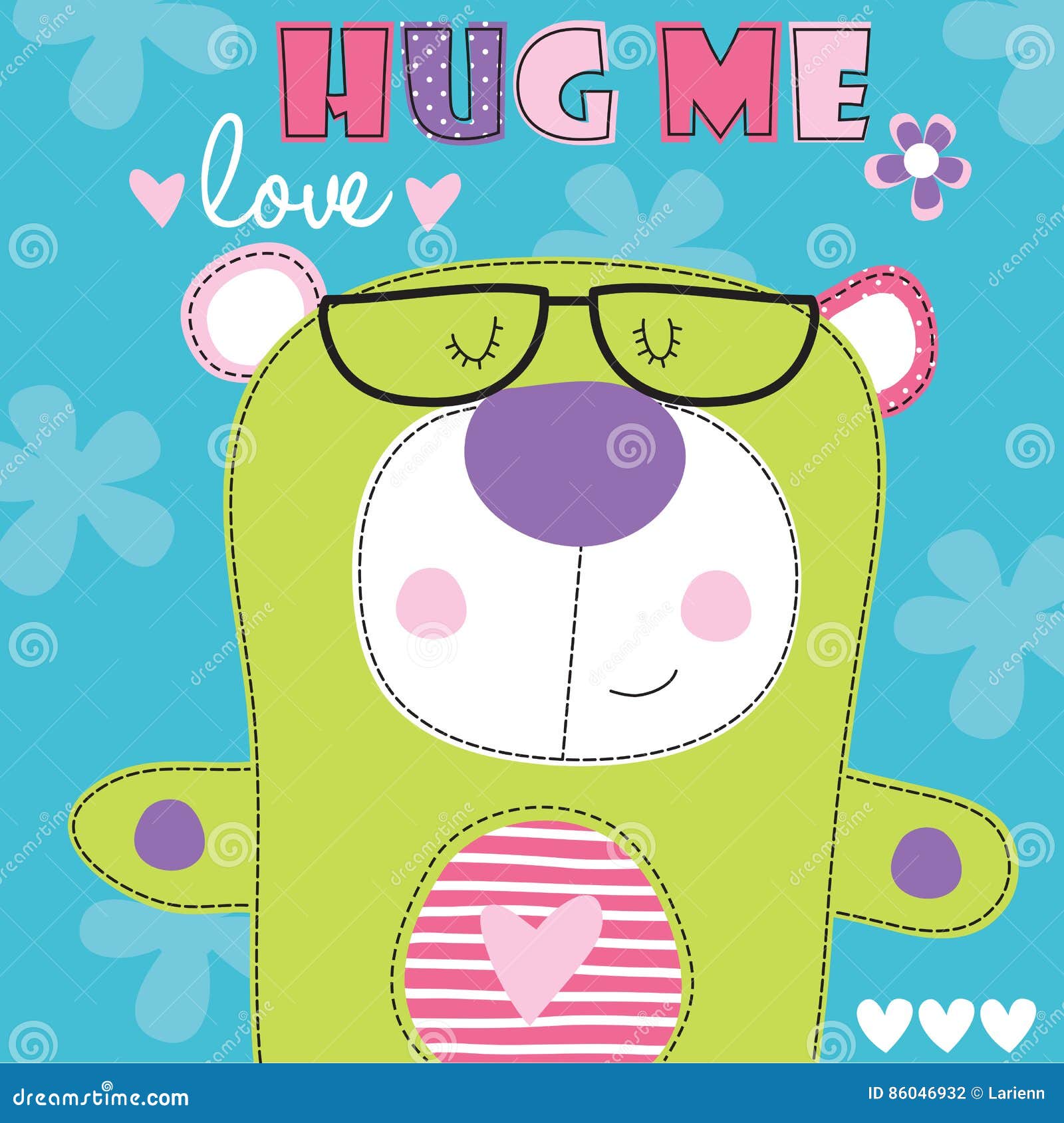 Hug Me Teddy Bear Vector Illustration Stock Vector - Illustration of ...