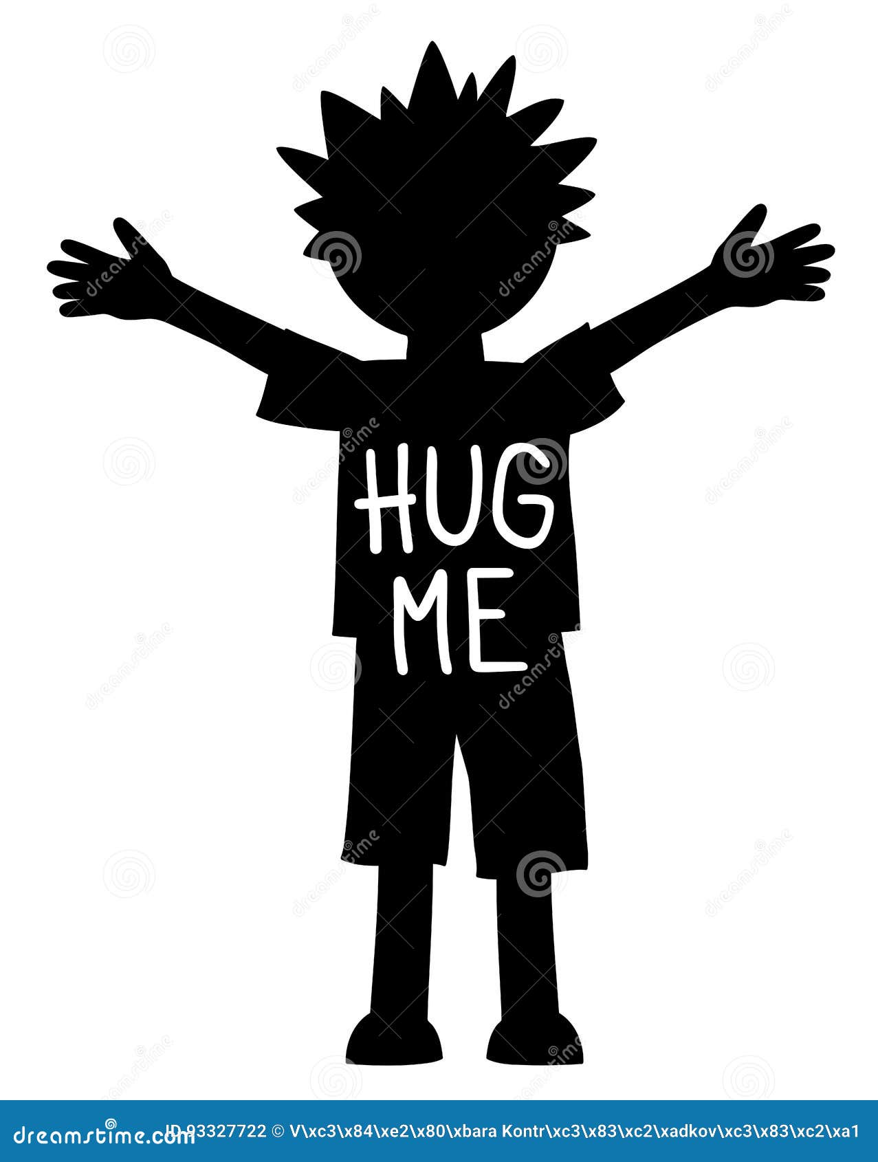 Hug Me Written on the Boy with Open Arms and Hands, Vector Stock Vector ...