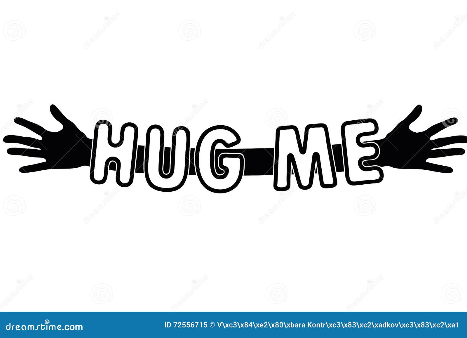 Hug Me Written Over Open Arms and Hands, Vector Stock Vector ...
