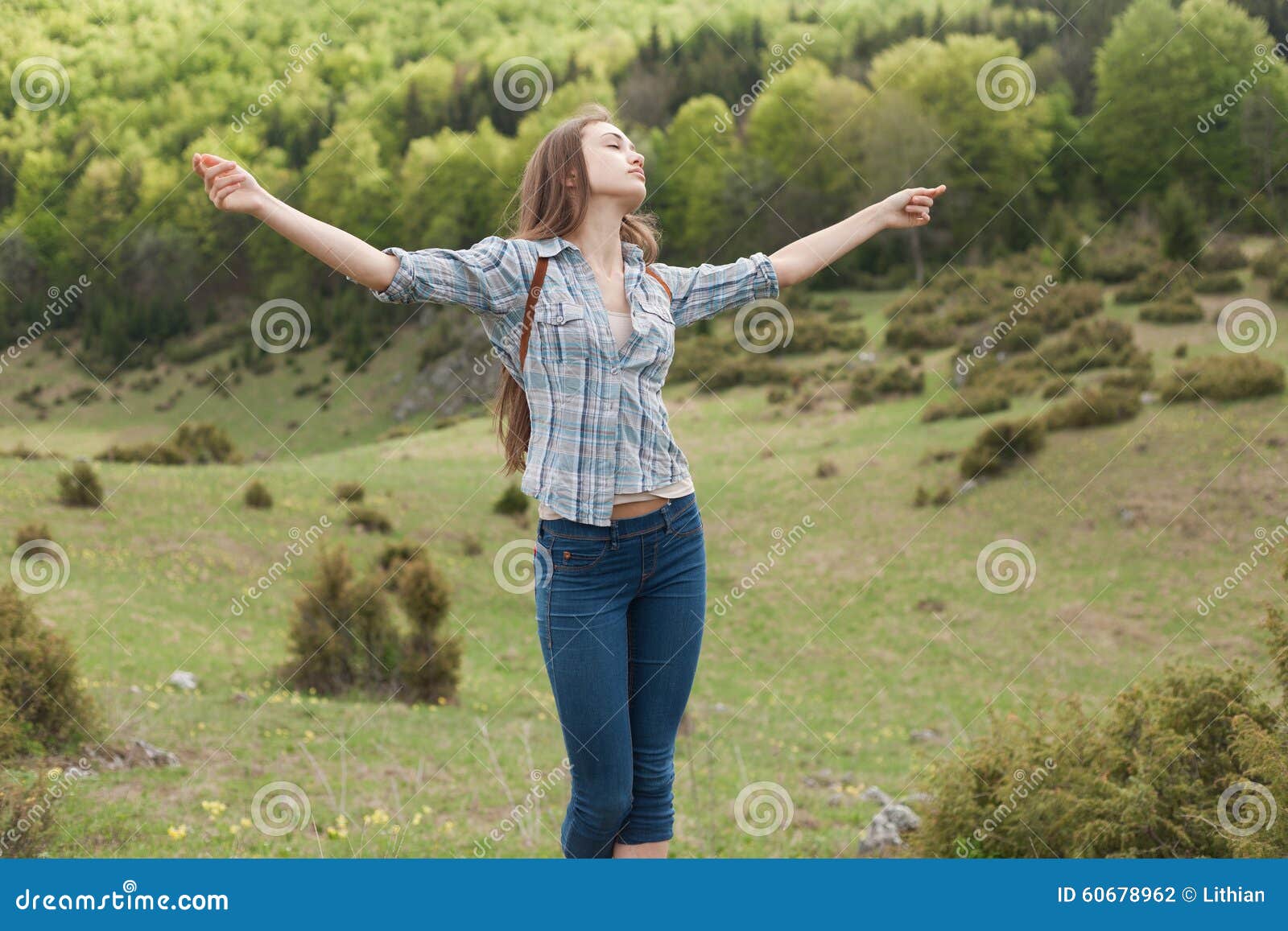Hug nature. stock photo. Image of enjoyment, sunlight - 60678962